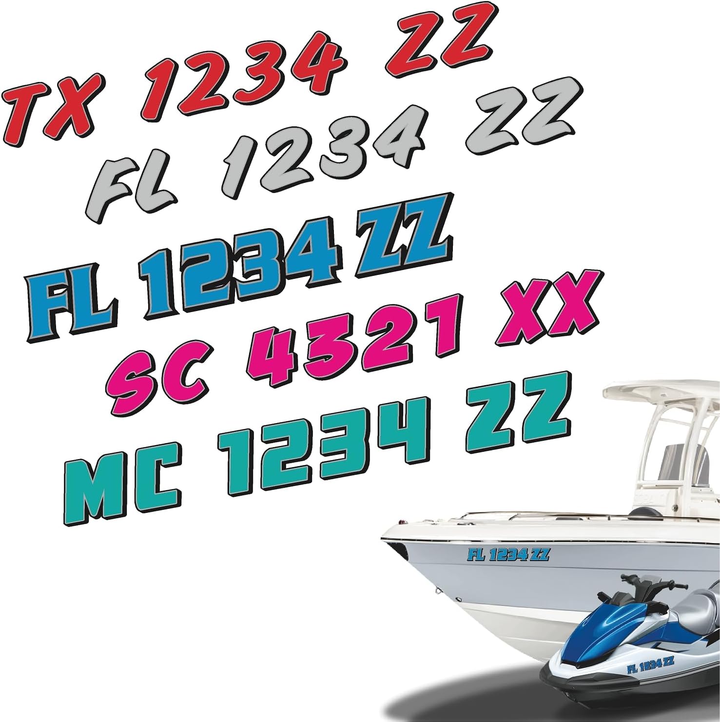 Amazon.com - Custom Boat Registration Numbers & Letters / 2 Sets/Vinyl ...