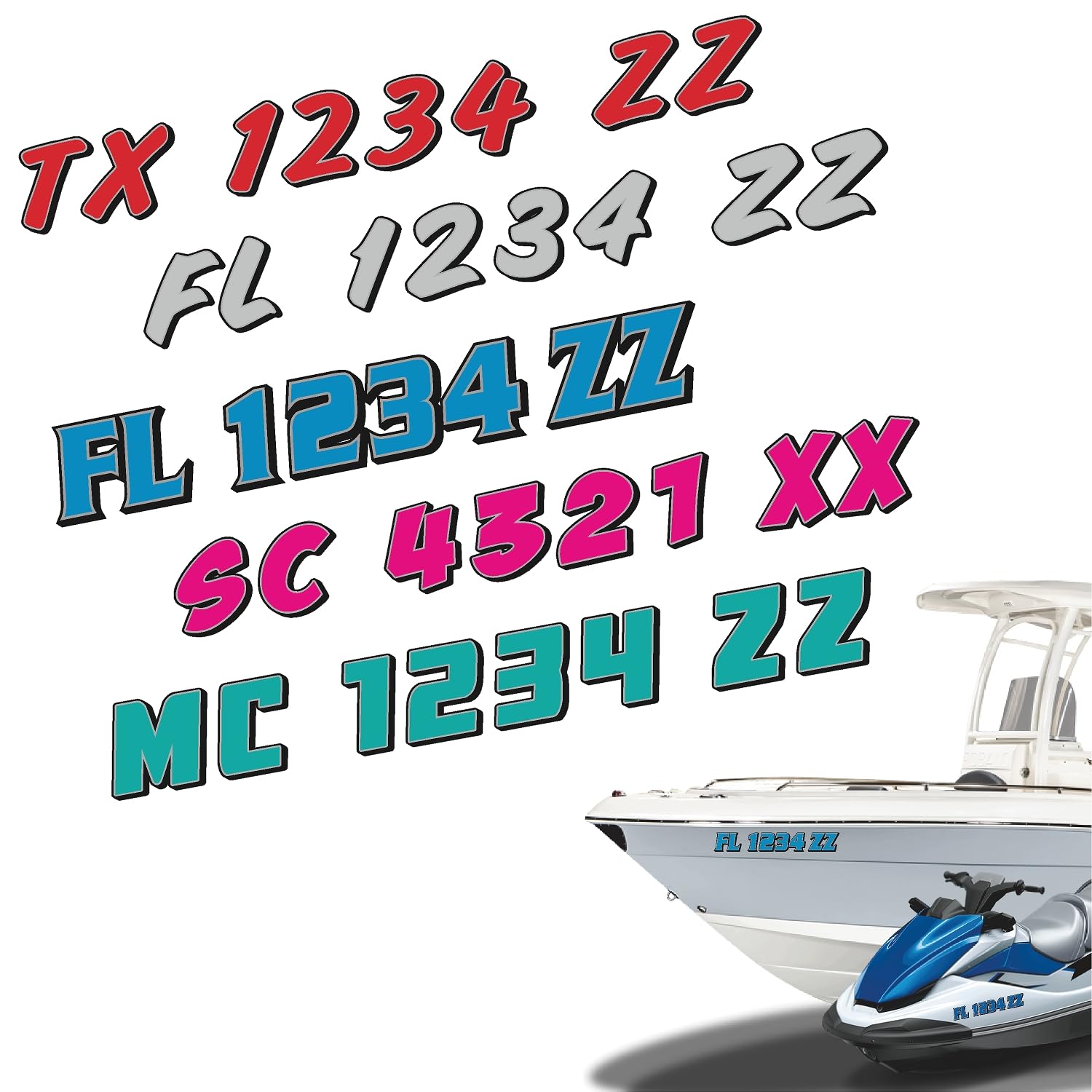 Boat Registration Decal Marine Decal Stickers Kayak & Boat Registration ...