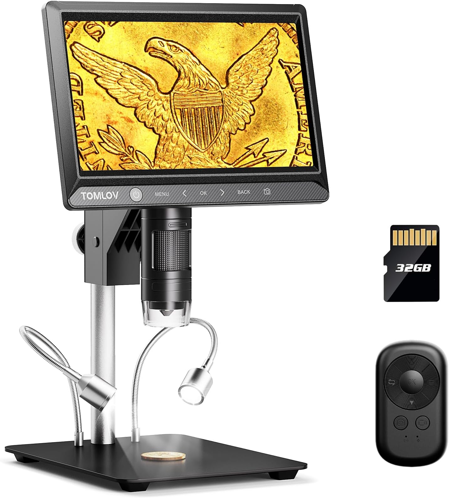 Amazon.com : TOMLOV DM702 Digital Microscope, Full View Coin Microscope ...