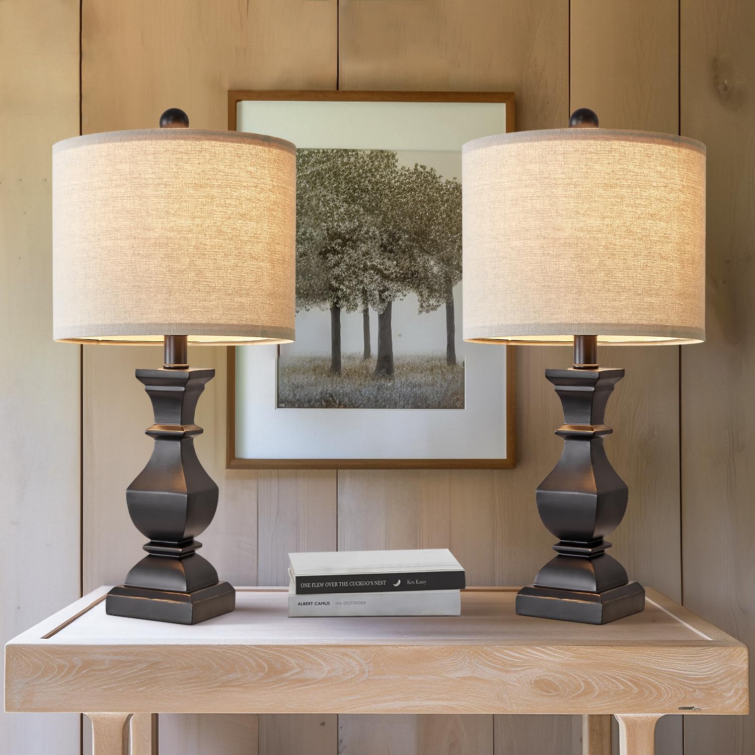 LampsPerSe LPS-164 Polyresin Table Lamp, Reclaimed Wood Look - Amazon.com