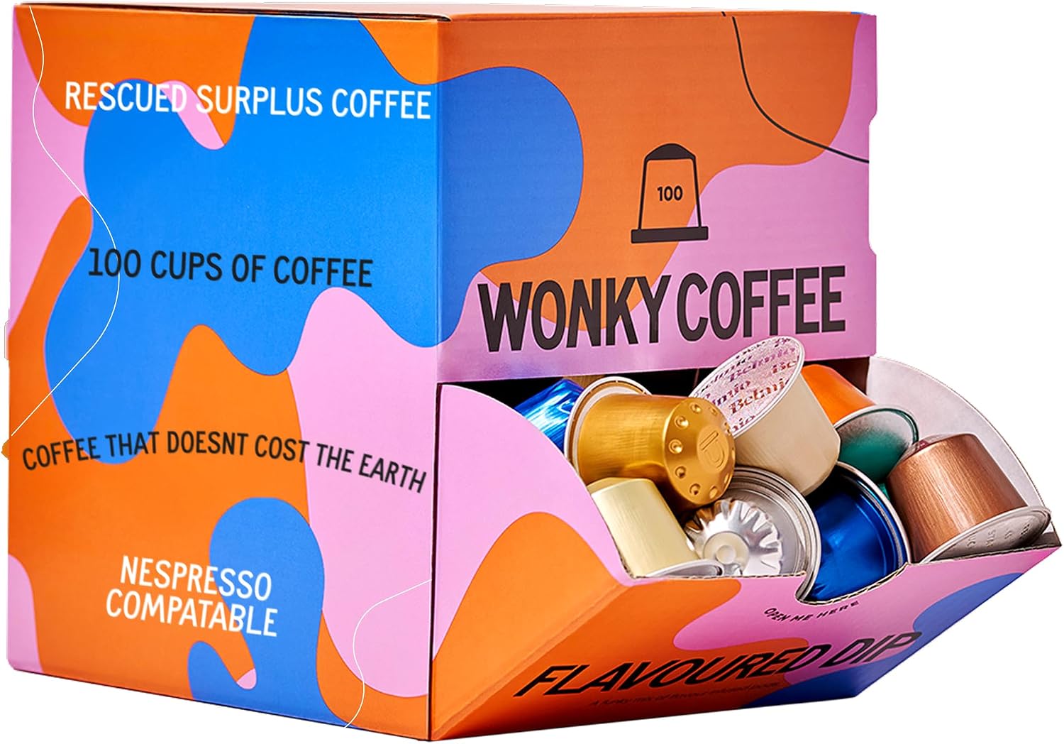 Wonky Coffee Flavoured Dip - 100 Pods Compatible with Nespresso Coffee ...
