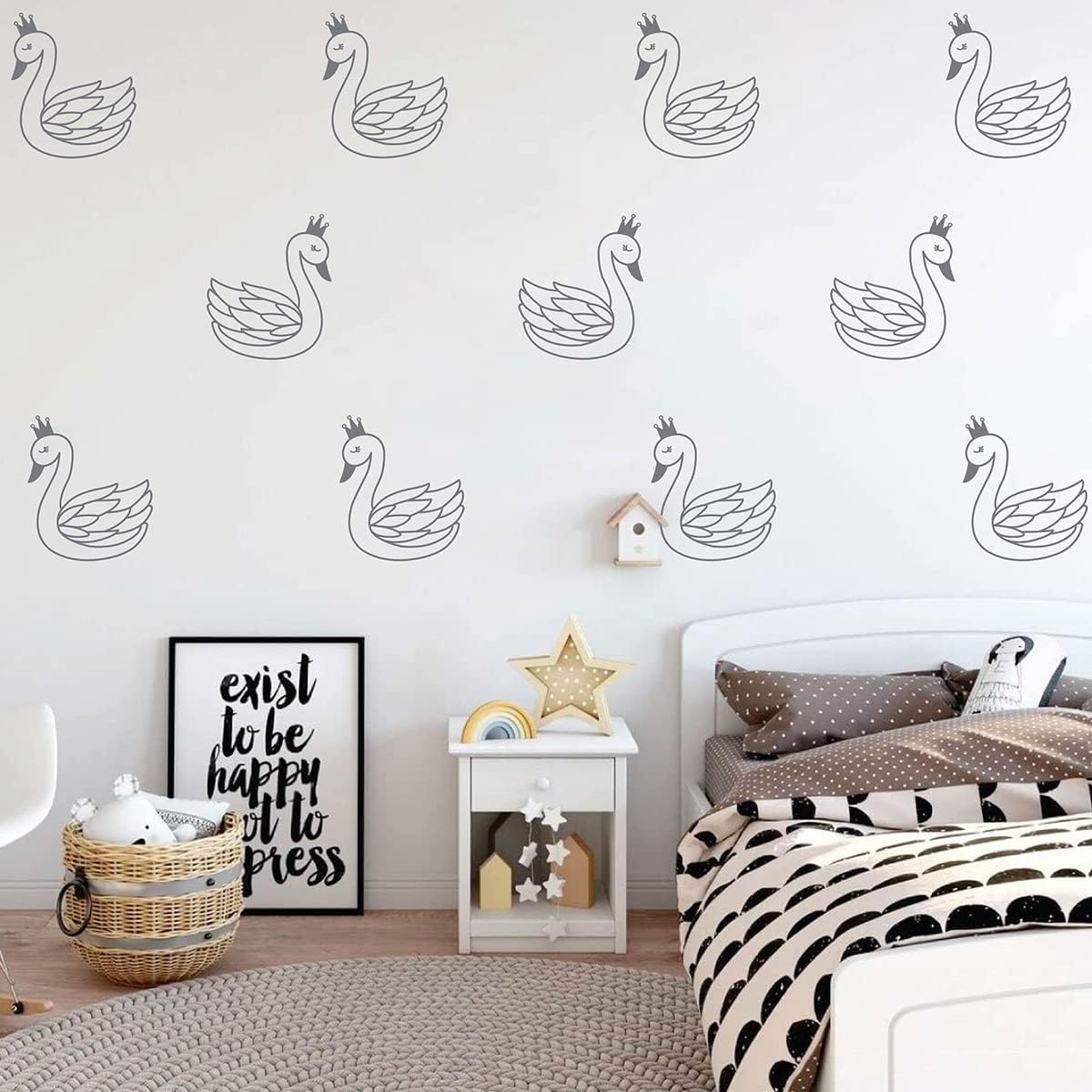 Amazon.com: 60pcs Swans Baby Nursery Wall Decals,Swan Wall Stickers for ...