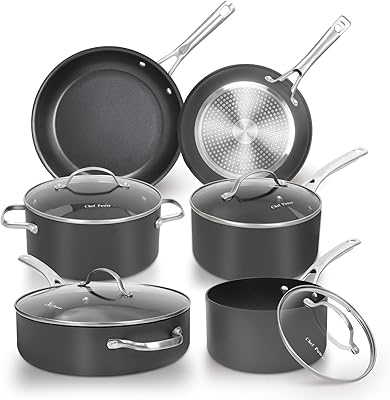 Amazon.com: SNOWCLAD Pots and Pans Set Non Stick, 10 Pcs Hybrid ...