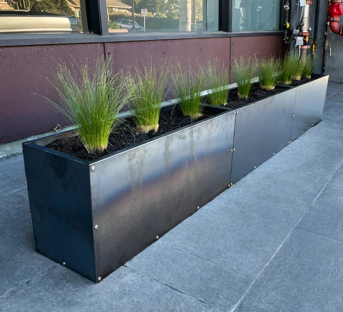 Commercial Metal Planters WORTH 16"" Galvanized Steel Rectangle