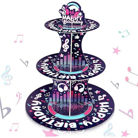 Amazon.com: Censen 3 Tier Music Party Cupcake Stand Cardboard Music ...