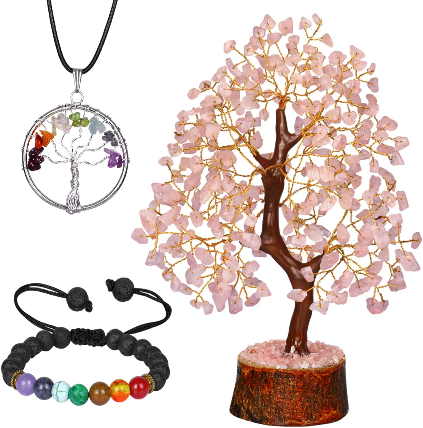 Amazon.com: Rose Quartz Crystal Tree - Gemstone Bonsai Love Tree ...
