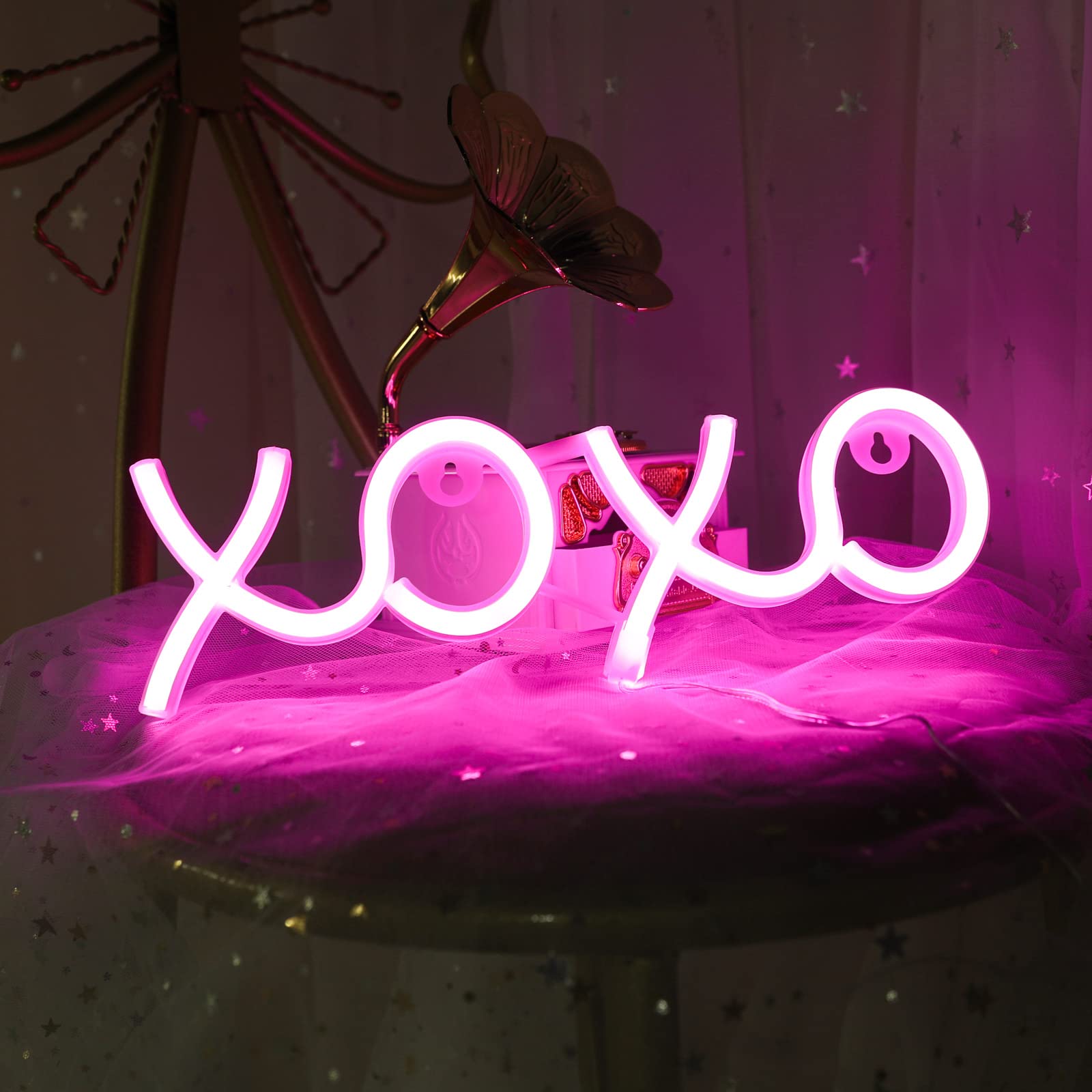 Amazon.com : ENUOLI Neon Lights for Bedroom, XOXO Pink Neon Sign USB ...