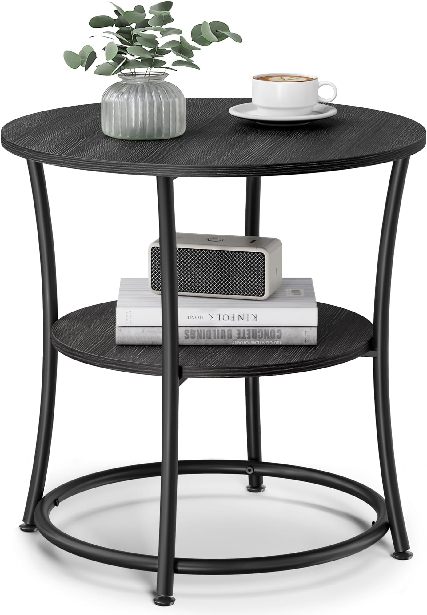 Amazon.com: VASAGLE Round Side Table with Lower Shelf, End Table for ...