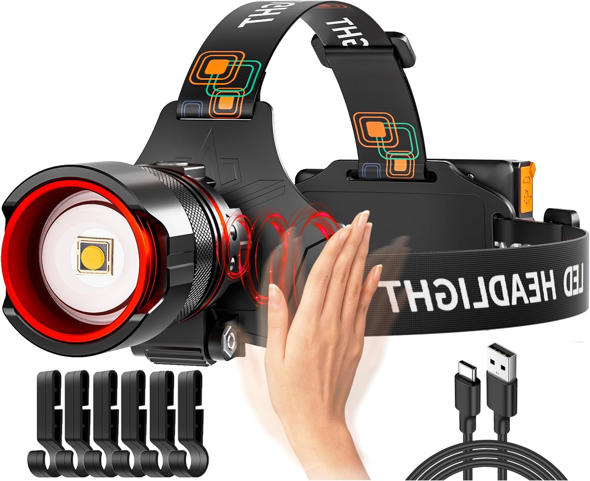 Amazon.com: Rechargeable LED Headlamps, 990000LM Bright Headlamp with ...