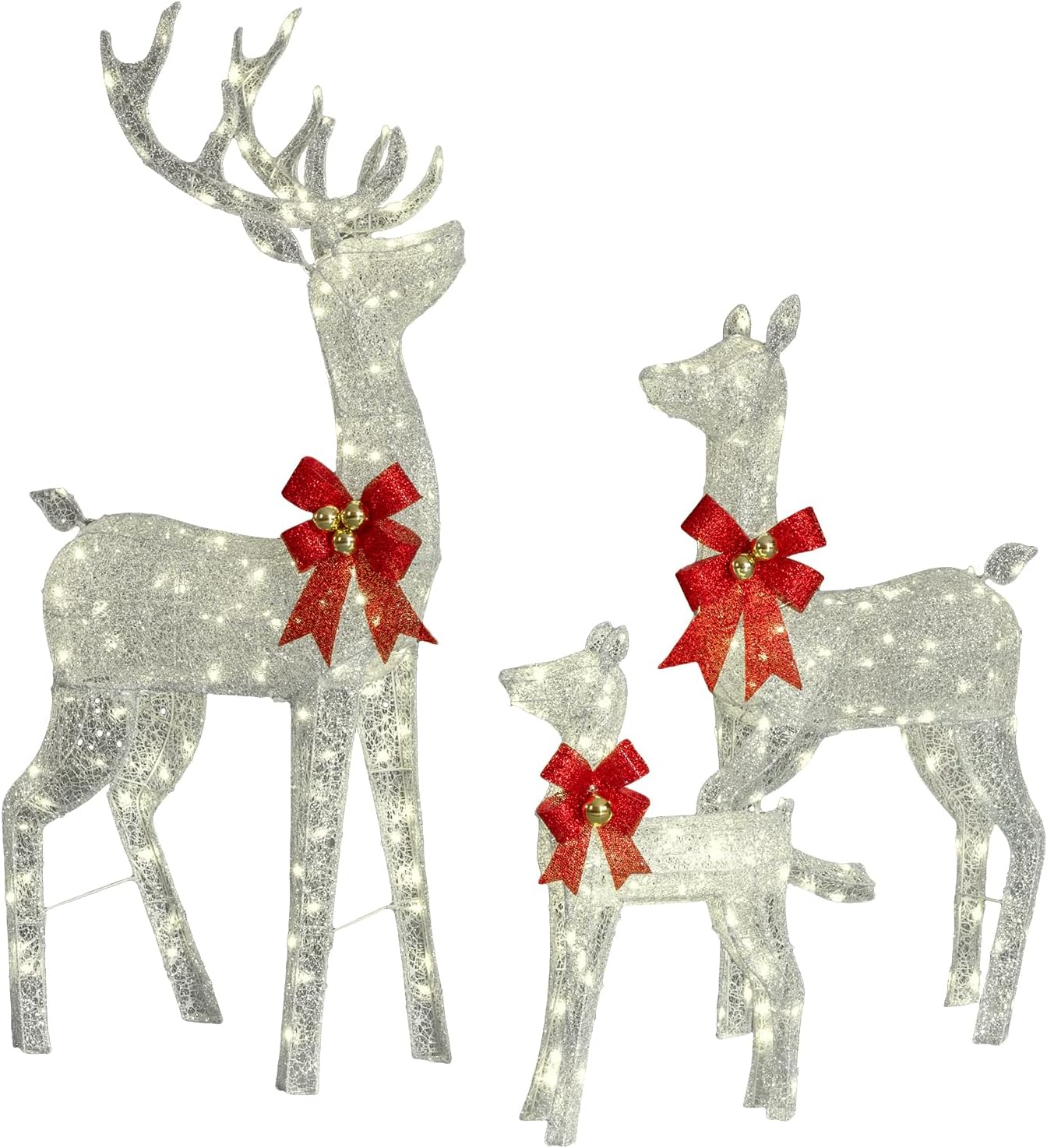 Amazon.com: Deer Christmas Decoration,3-Piece Christmas Reindeer Family ...