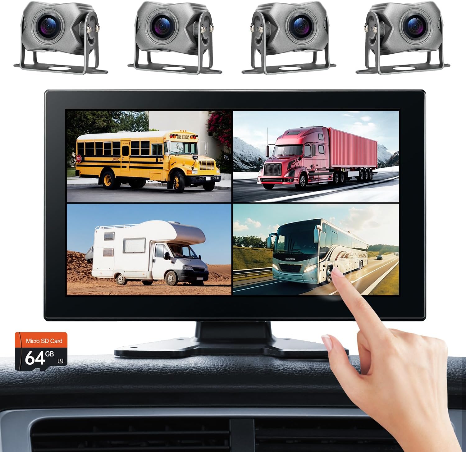 Amazon.com: 4-Channel 1080P Backup Camera for Truck/RV/Semi Trailer/Van ...