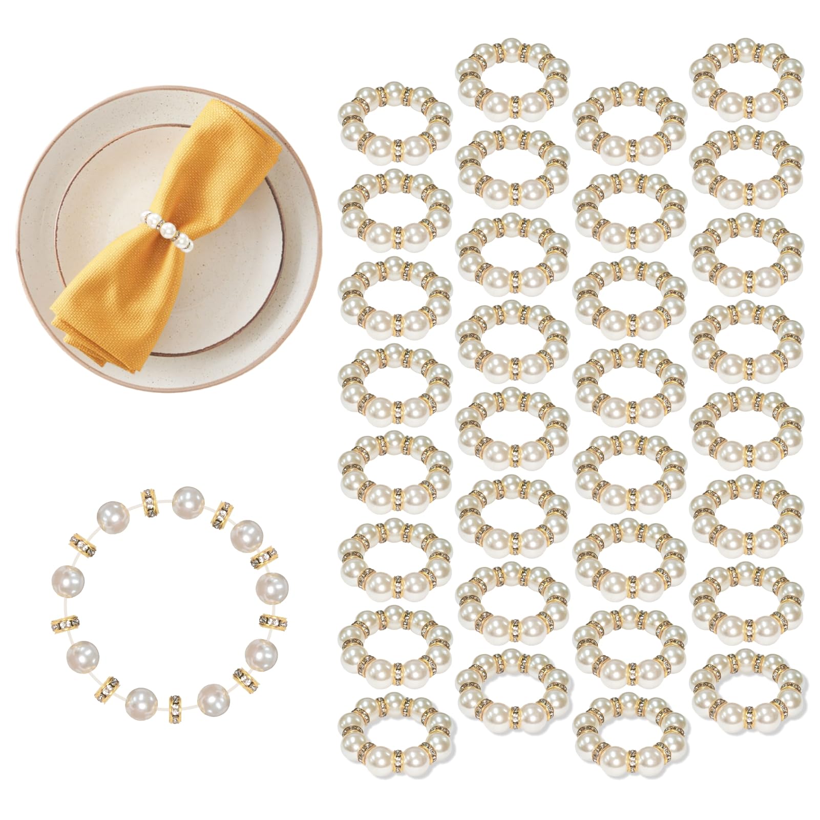 Amazon.com: Eunika 100Pcs Wedding Gold Disposable Napkin Rings ...