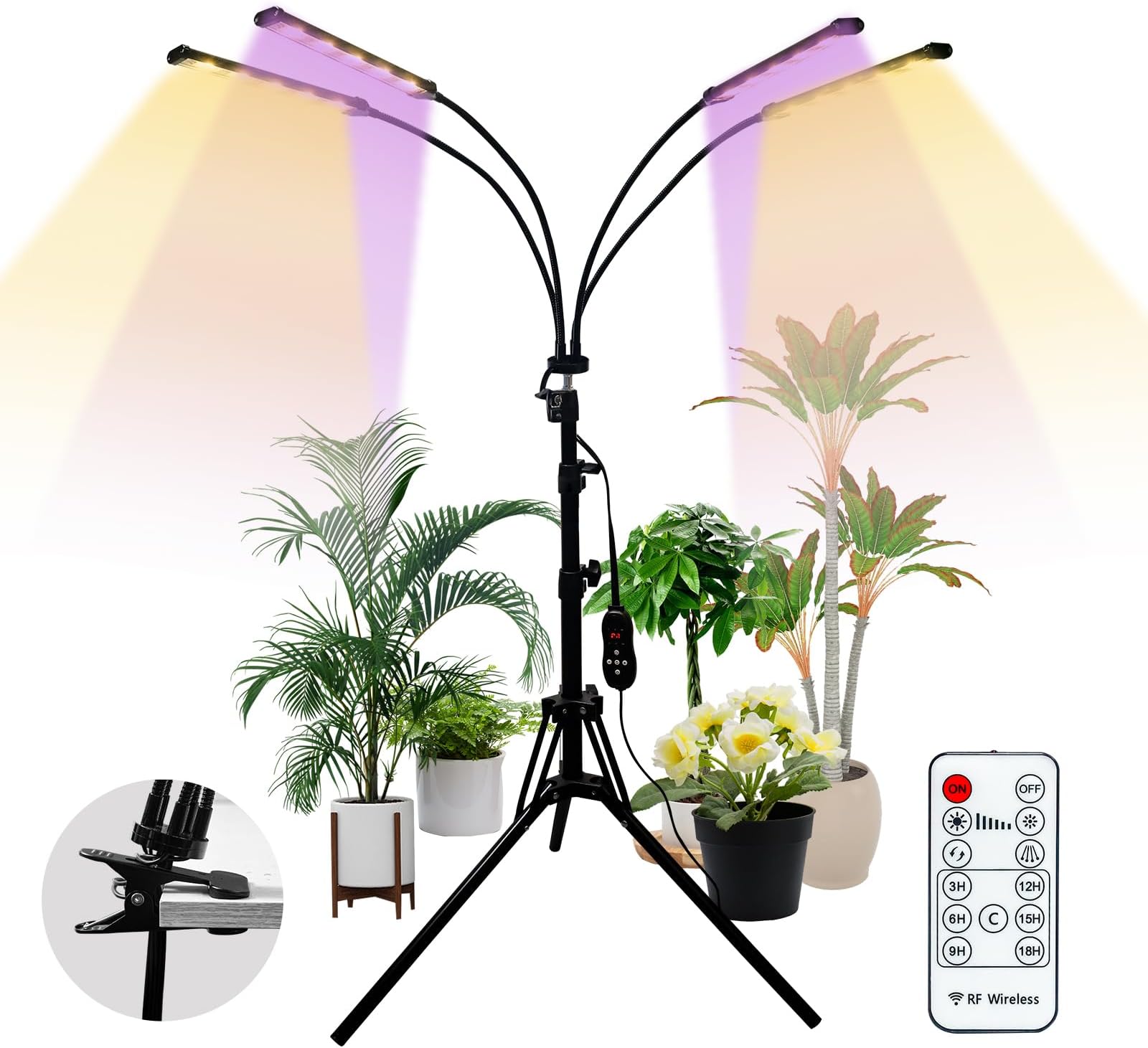 Amazon.com: Grow Lights for Indoor Plants, 4 Heads LED Floor Plant ...