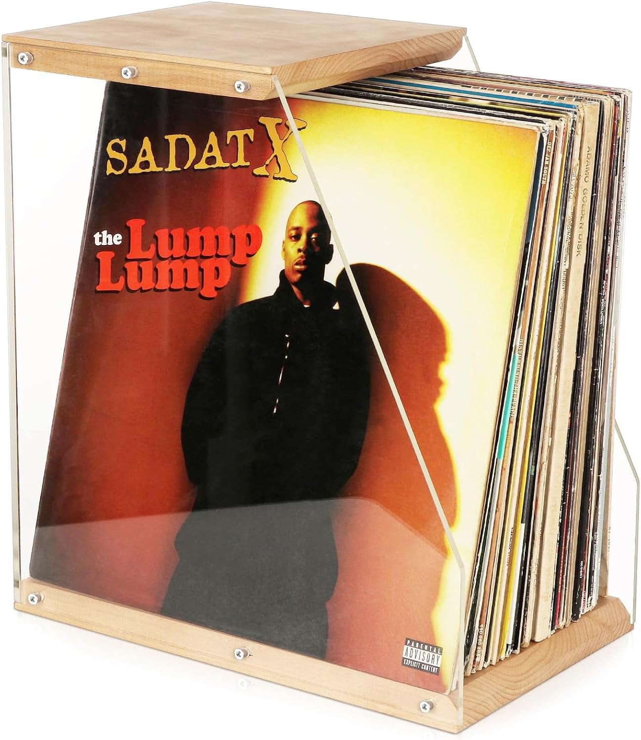Vinyl Record Storage Holder, Solid Wood Display Rack Clear Record Album ...
