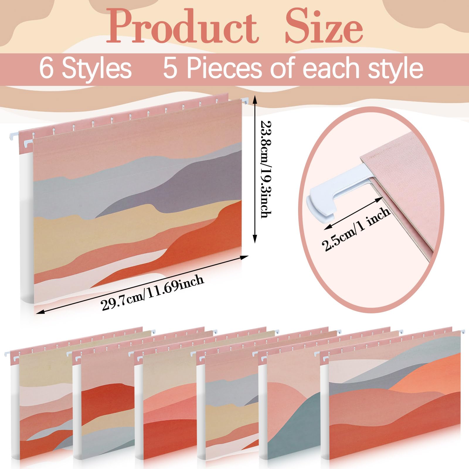 30 Pcs Boho Hanging File Folders Letter Size File Decorative Cute ...