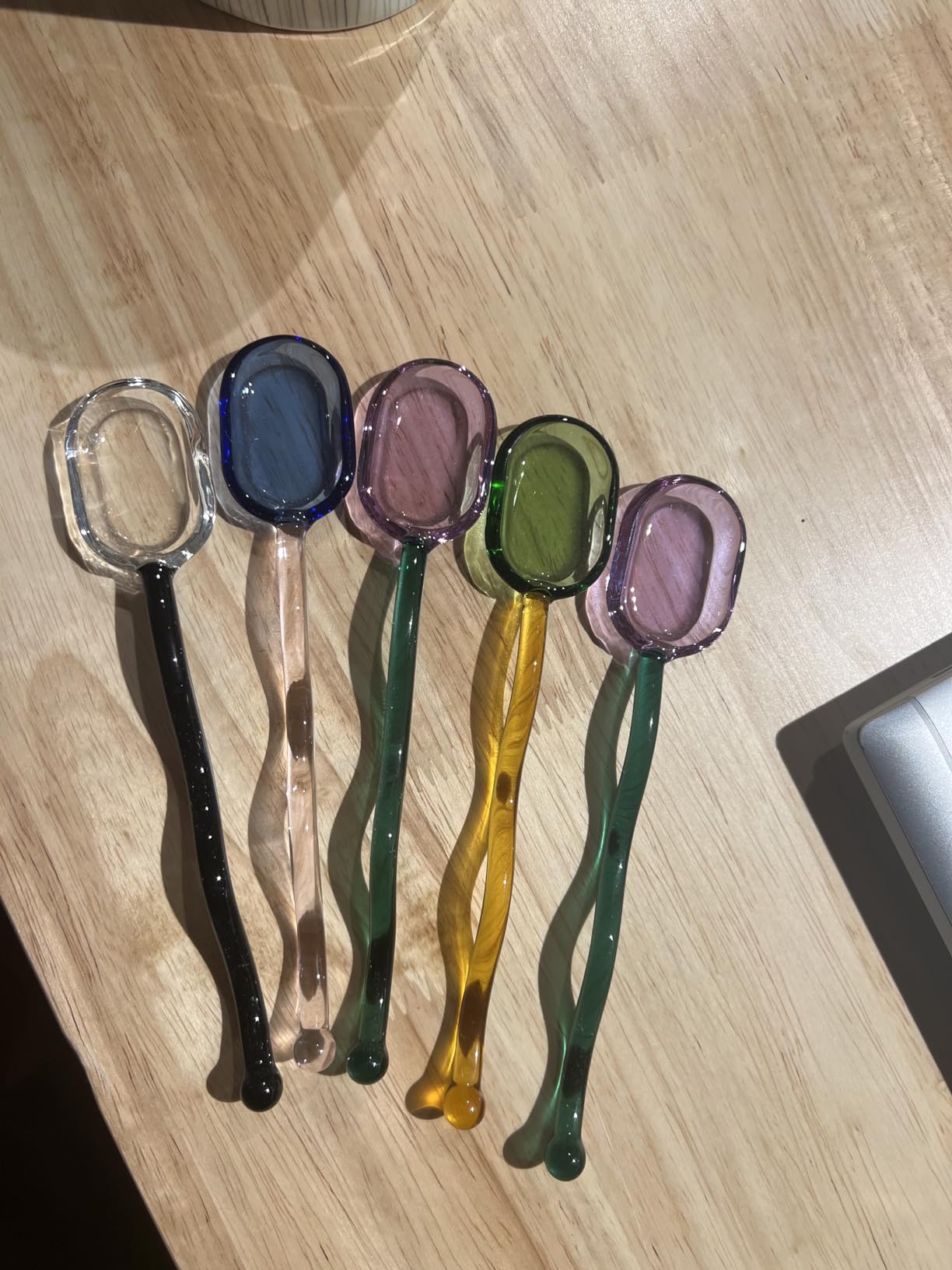 Amazon.com: Leadigol Creative Colorful Glass Sugar Spoon Tea Spoon Soup ...