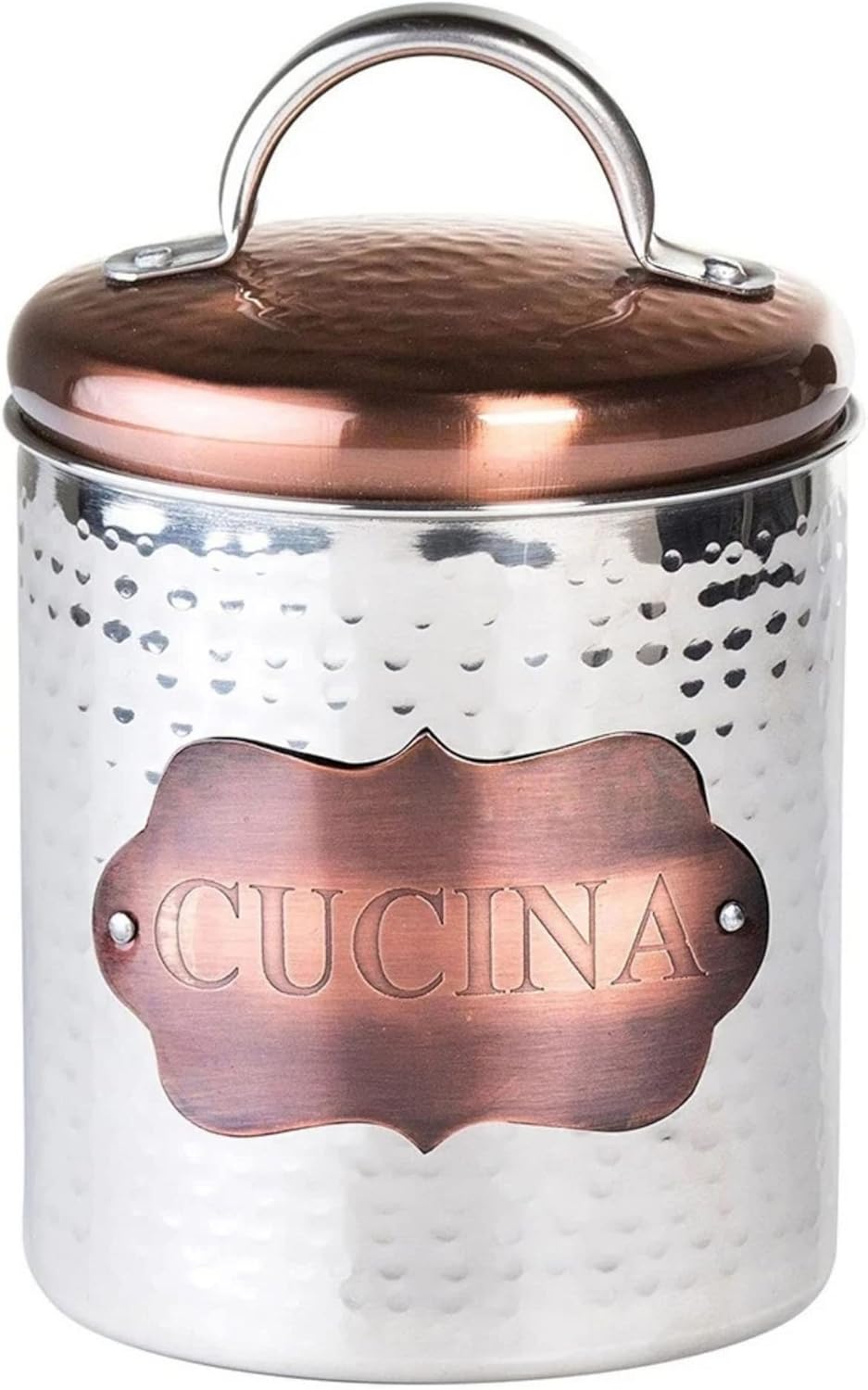 Amazon.com: Global Amici Medium "Cucina" Hammered Metal Canister : Home ...