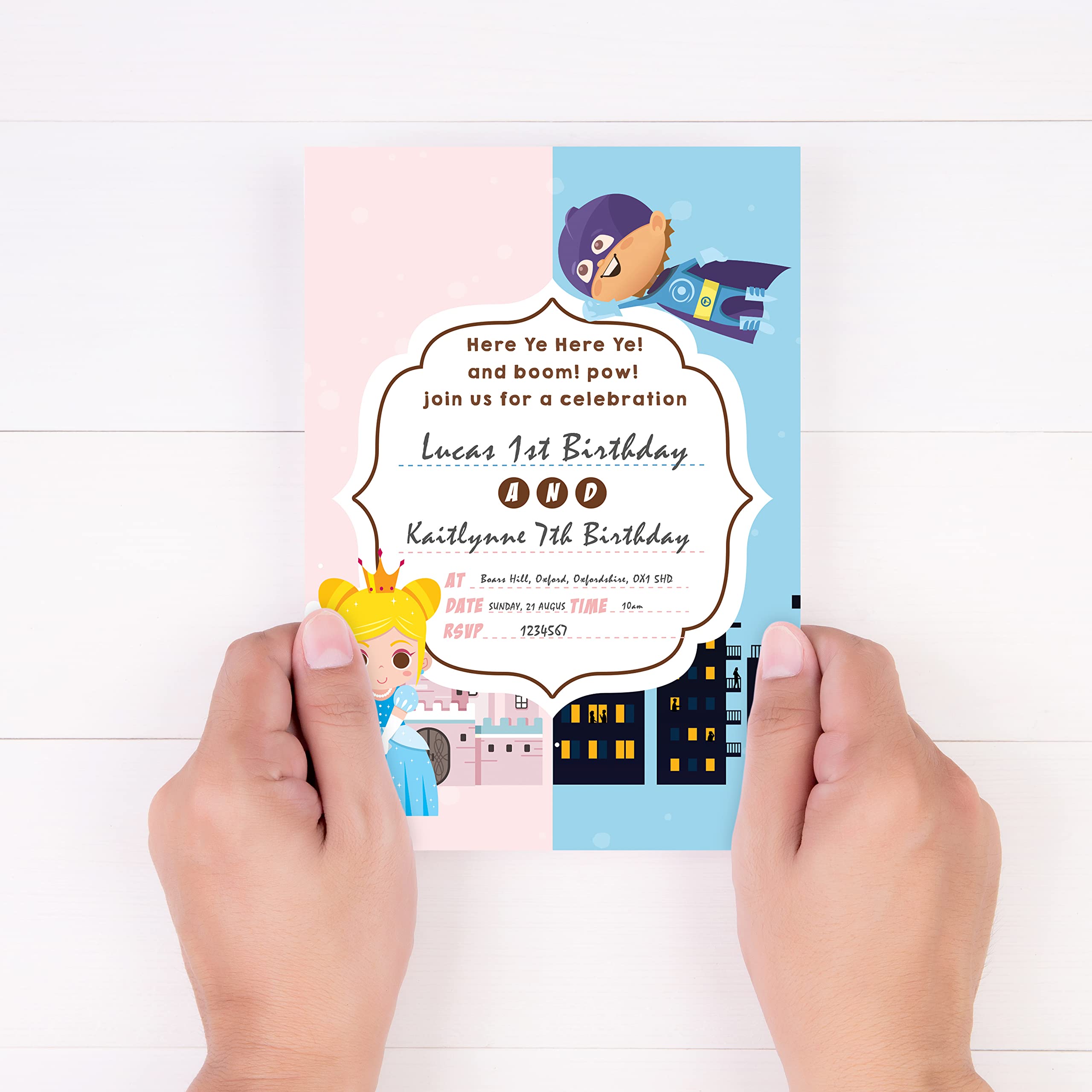 Superhero And Princess Invitations Background Superhero Birthday