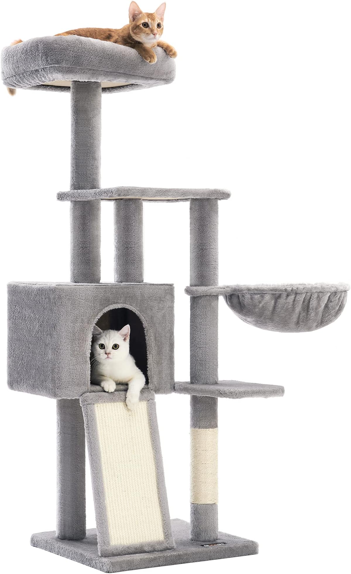 Feandrea Cat Tree, 135 cm Small Cat Tower for Indoor Cats, Multi-Level ...