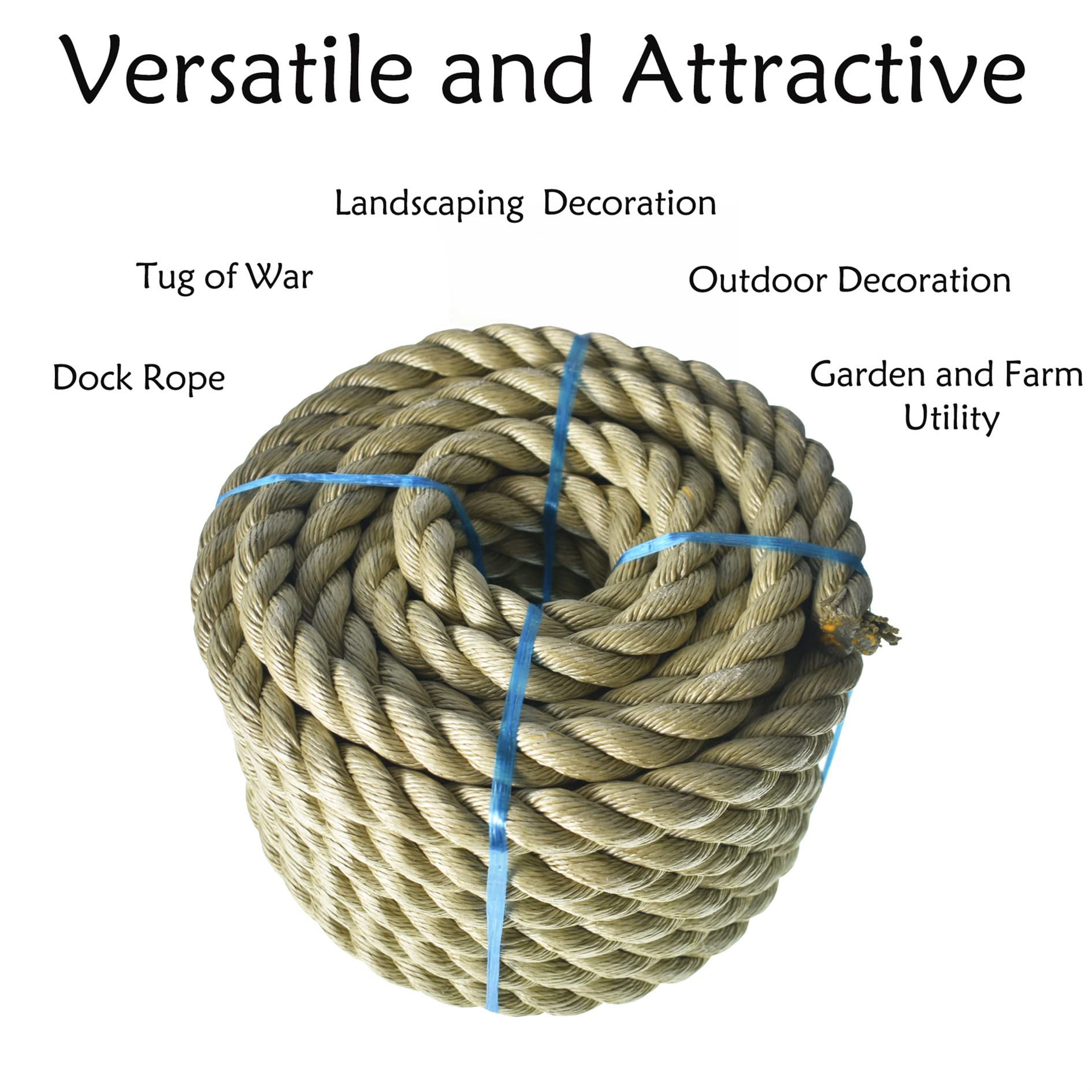 Snapklik.com : Elfinrm 1 Inch X 50 Feet Twisted ProManila Rope Cordage ...