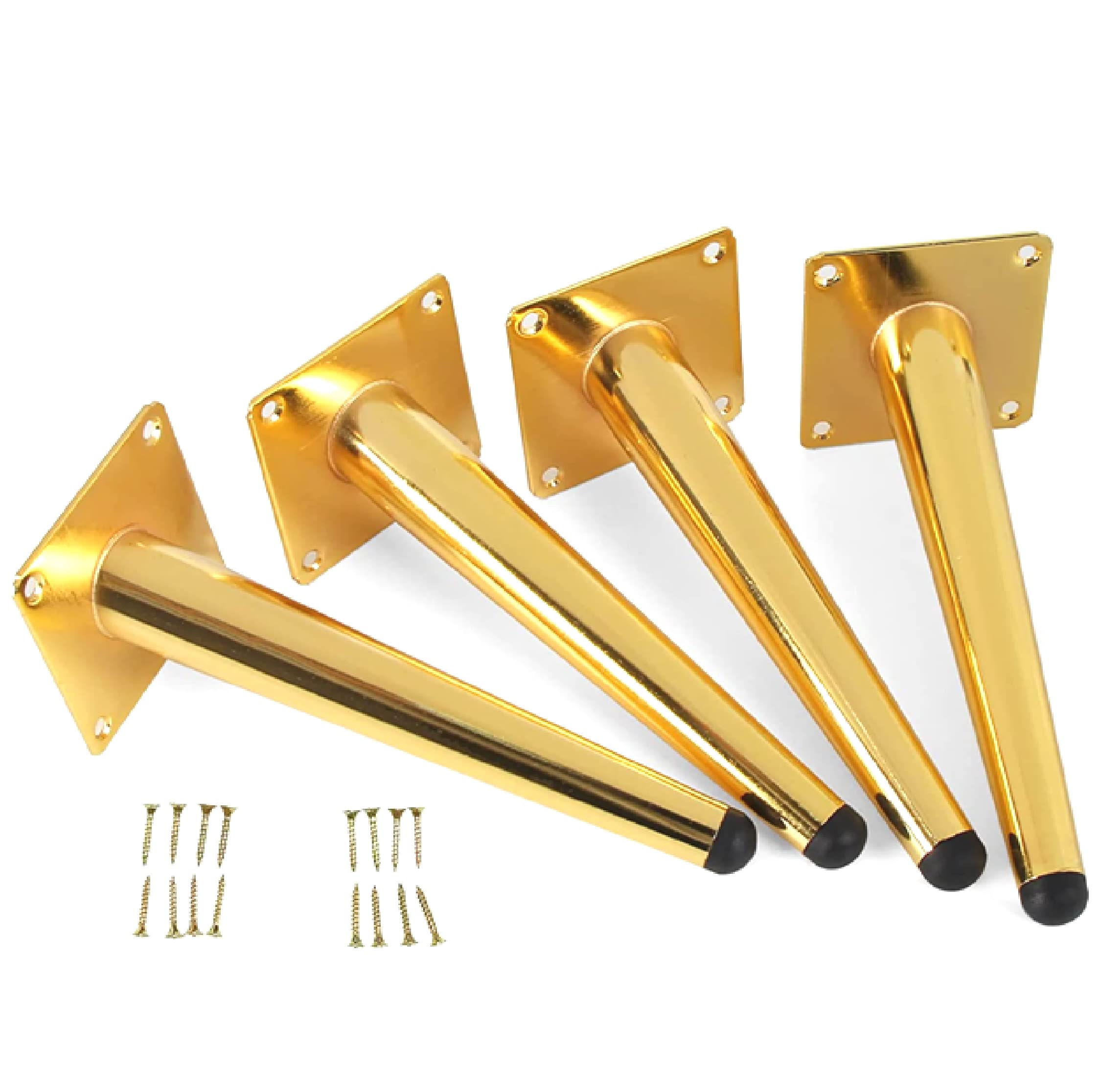 UNIQUELLA Pack 4 Pcs 12 Inch Furniture Legs Straight Conical Metal Legs ...
