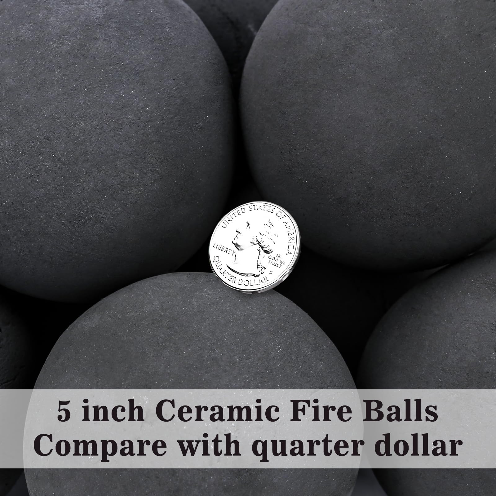 Snapklik.com : GRISUN Black Round Ceramic Fire Balls For Fire Pit