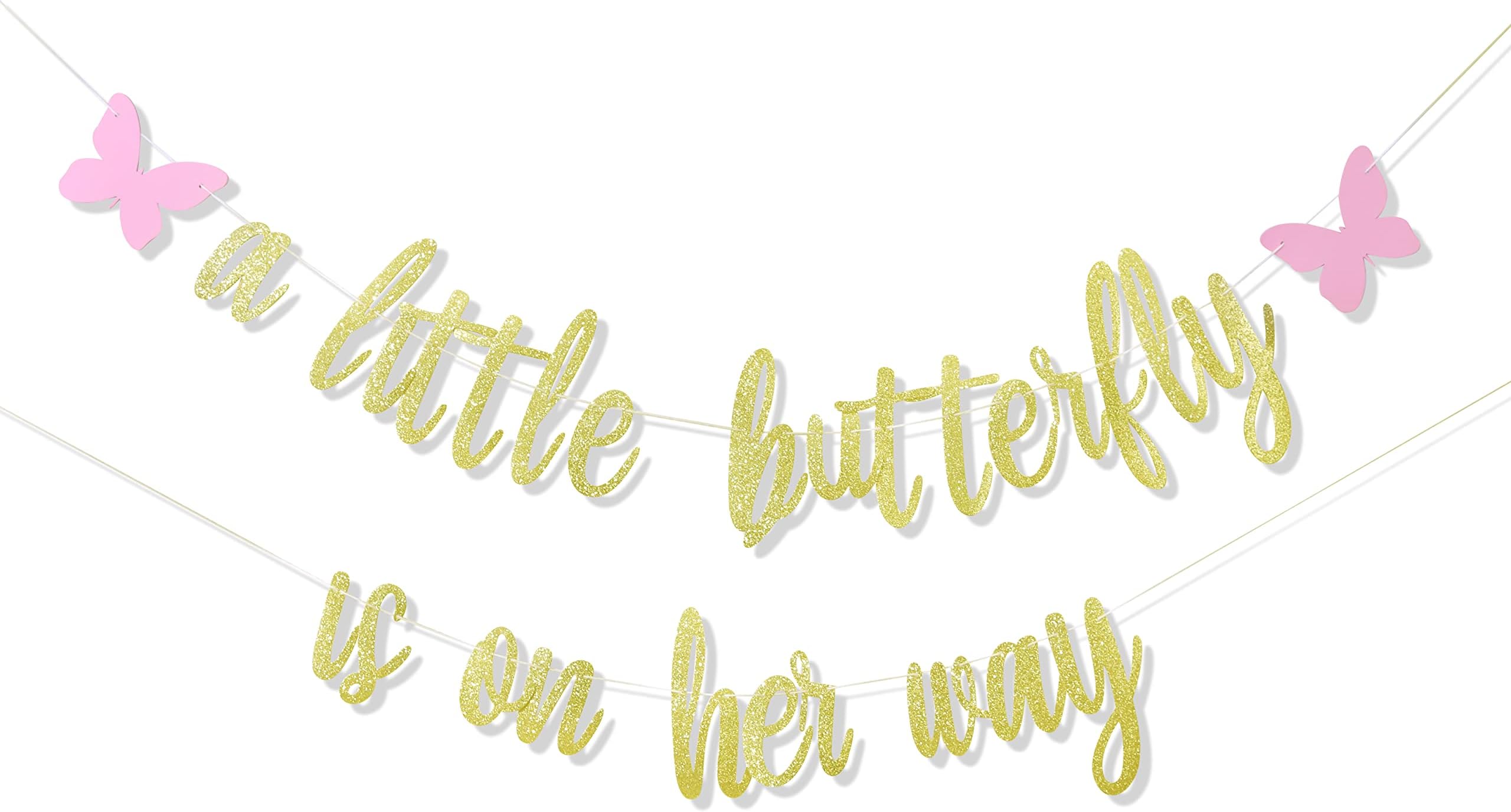Amazon.com: A Little Butterfly is on Her Way Banner - Butterfly 1st ...