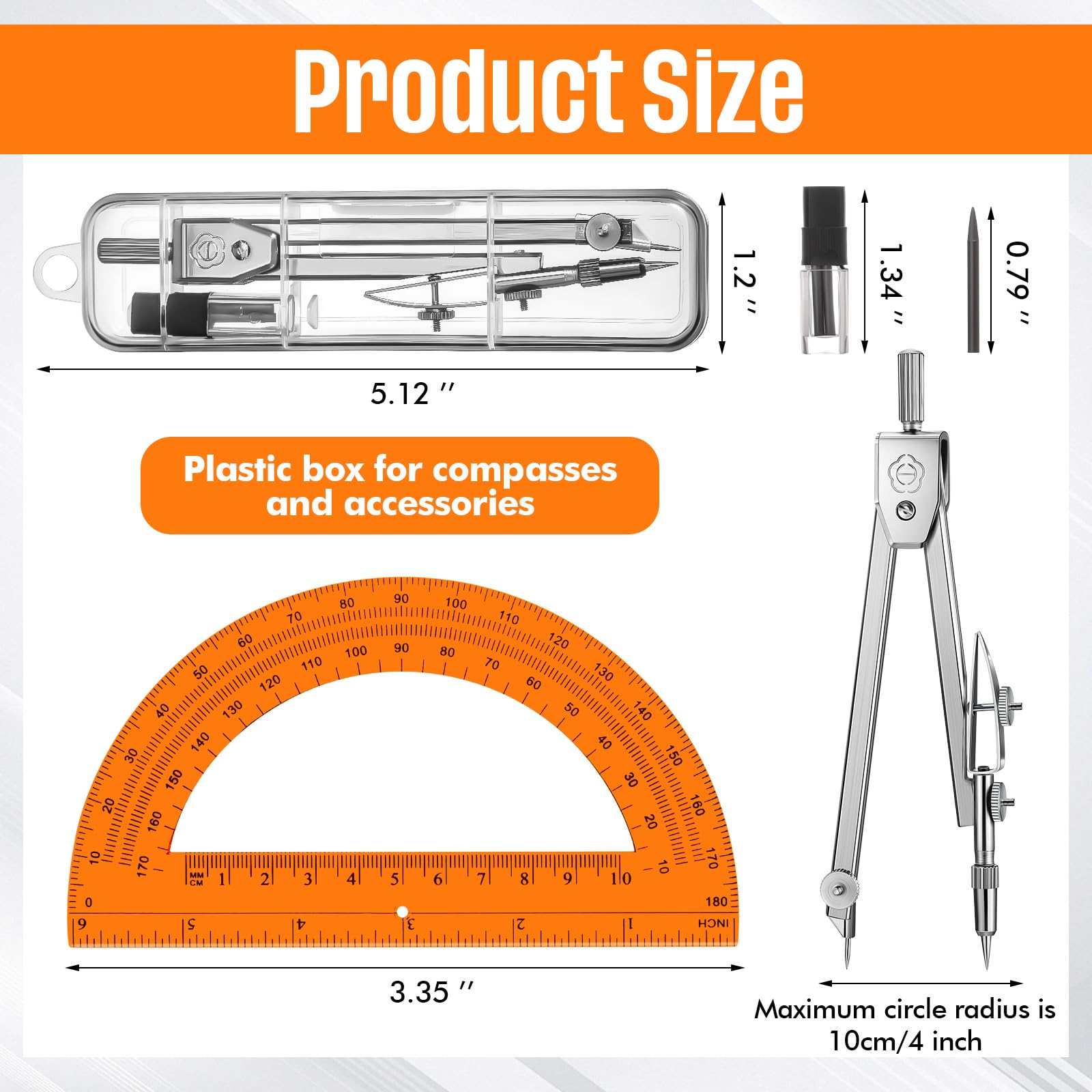 Snapklik.com : EBOOT Student Geometry Math Set, Drawing Compass And 6 Inch Swing Arm Protractor ...