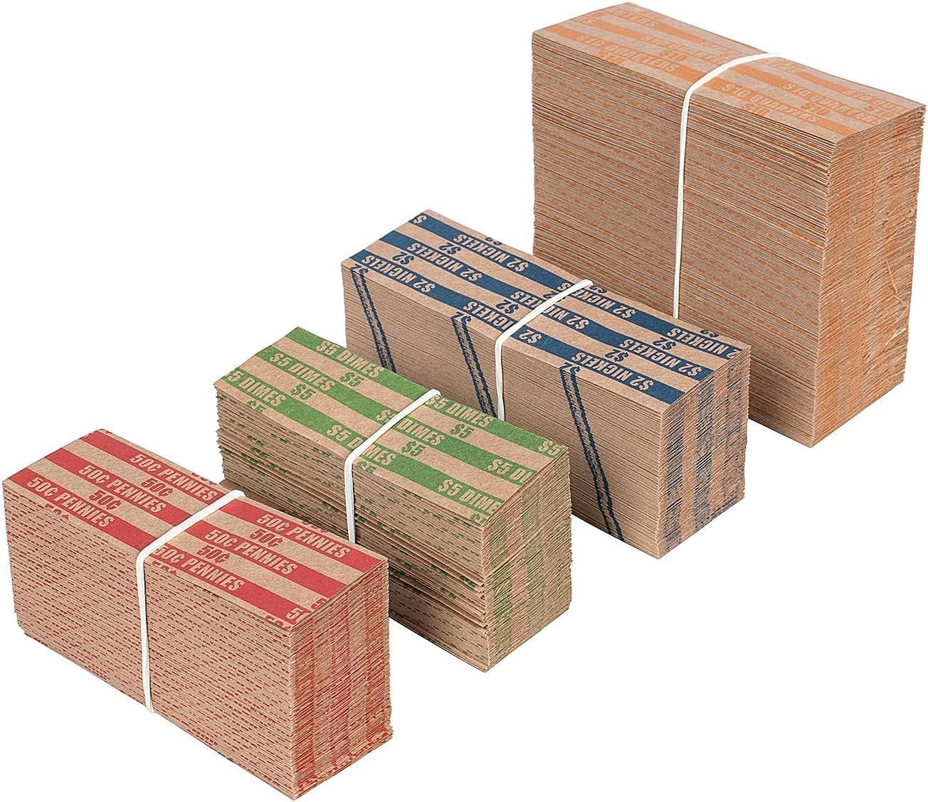 Coin Wrappers Assorted 500 Flat Coin Roll Wrappers Including 200 ...