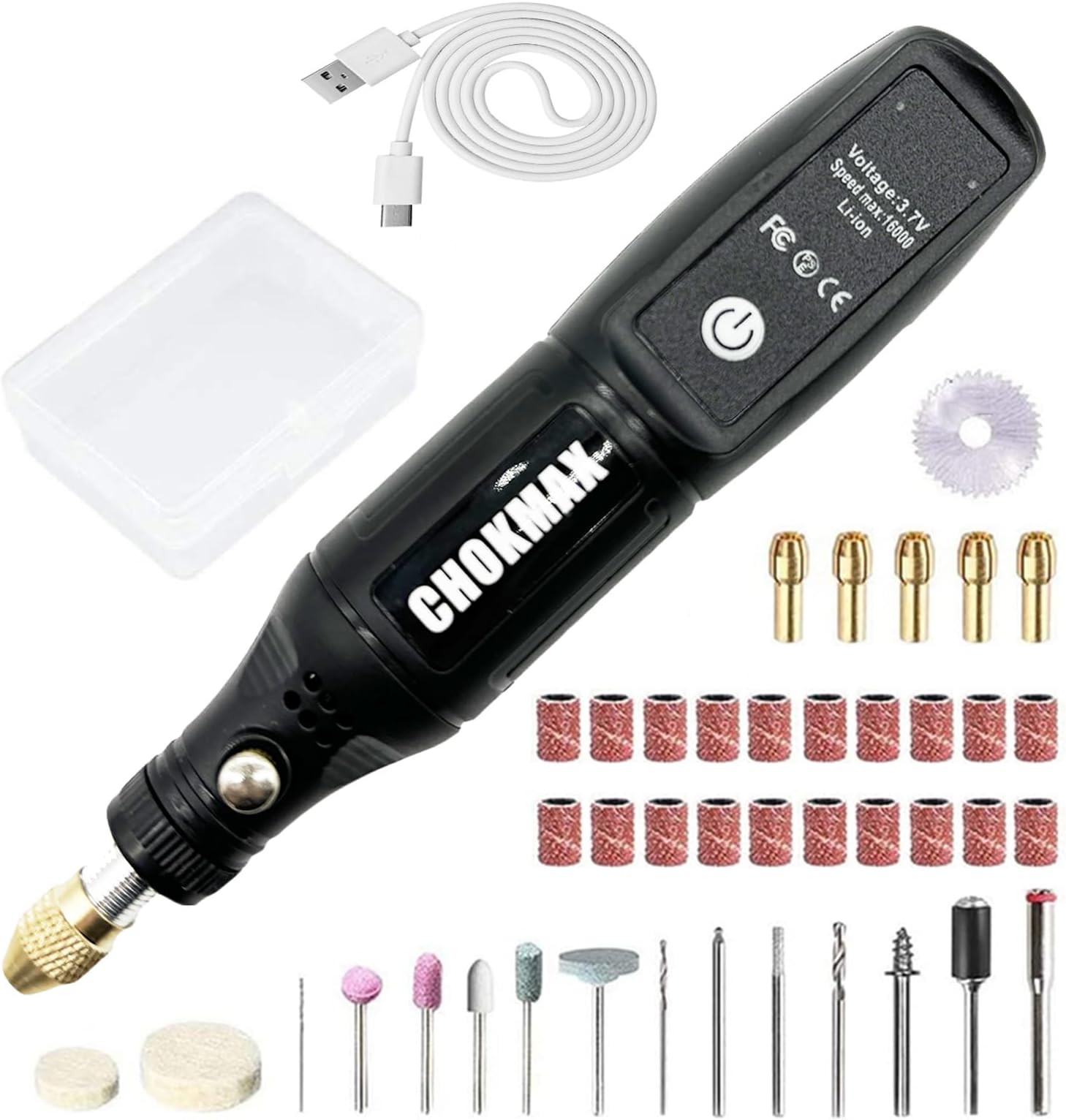 Cordless Mini Rotary Tool Set - 50Pcs Accessories 3.7V 5 Speed 3000rpm ...