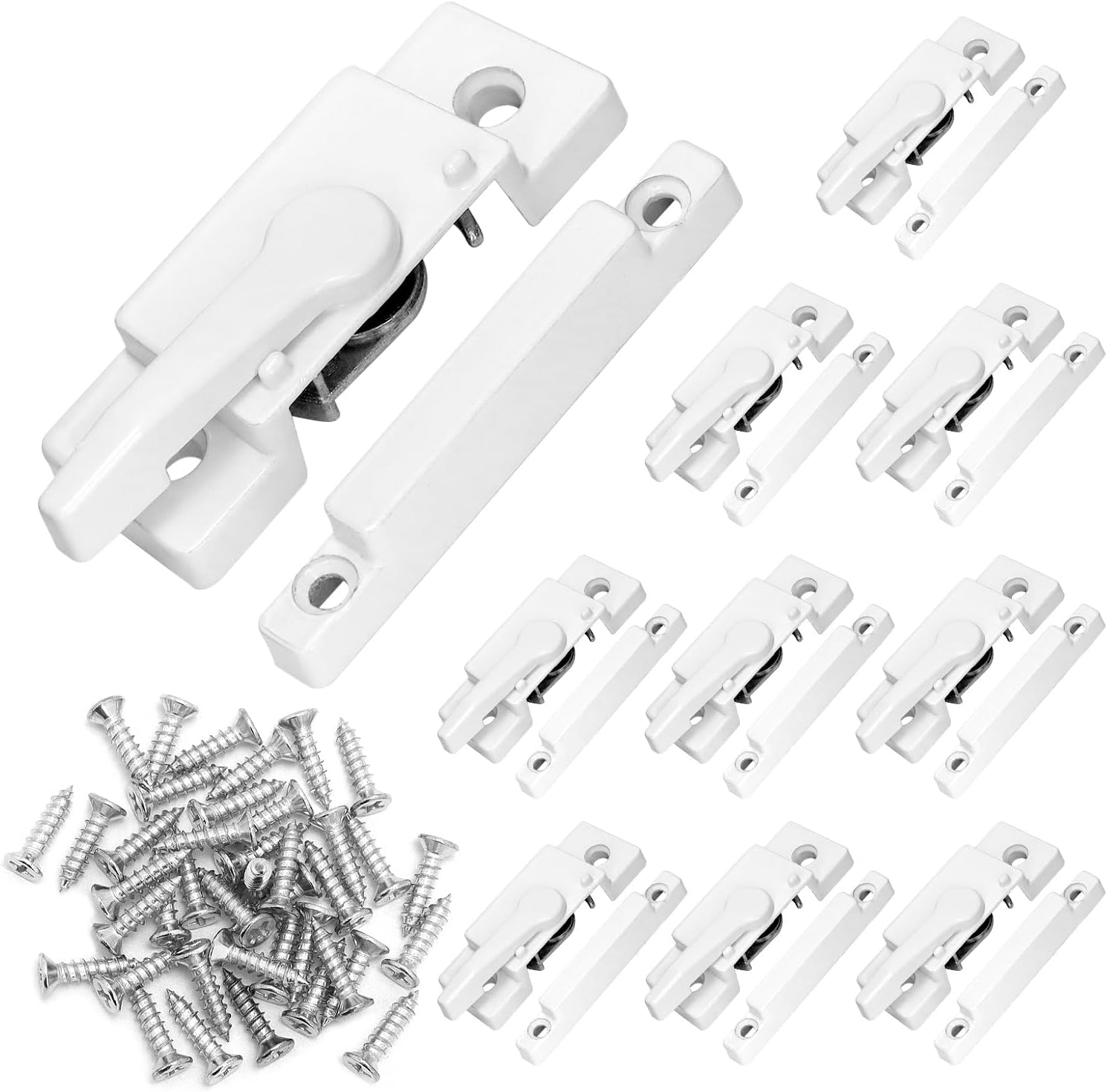 QWORK 10 Pack Sliding Window Sash Locks, Cam Action White Window Sash ...