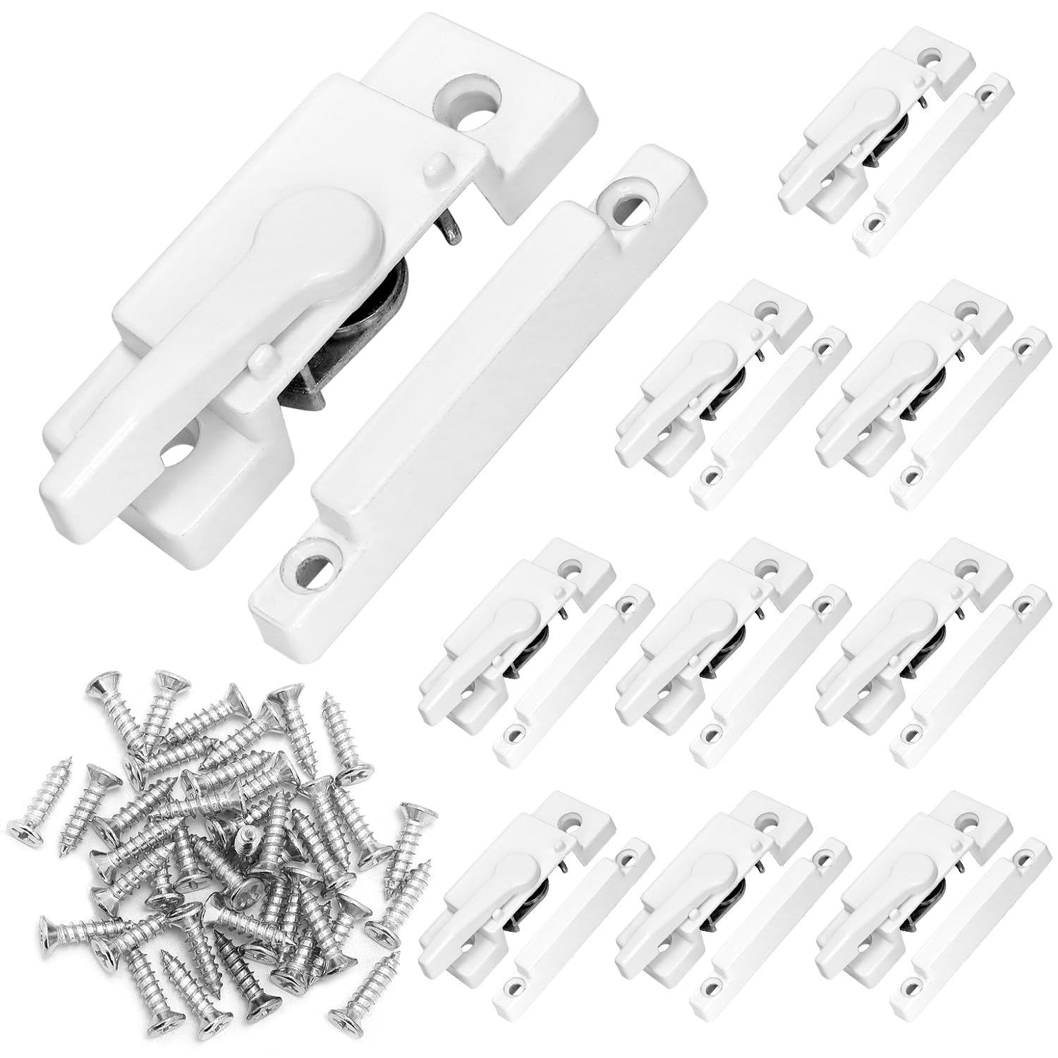 QWORK 10 Pack Sliding Window Sash Locks, Cam Action White Window Sash ...
