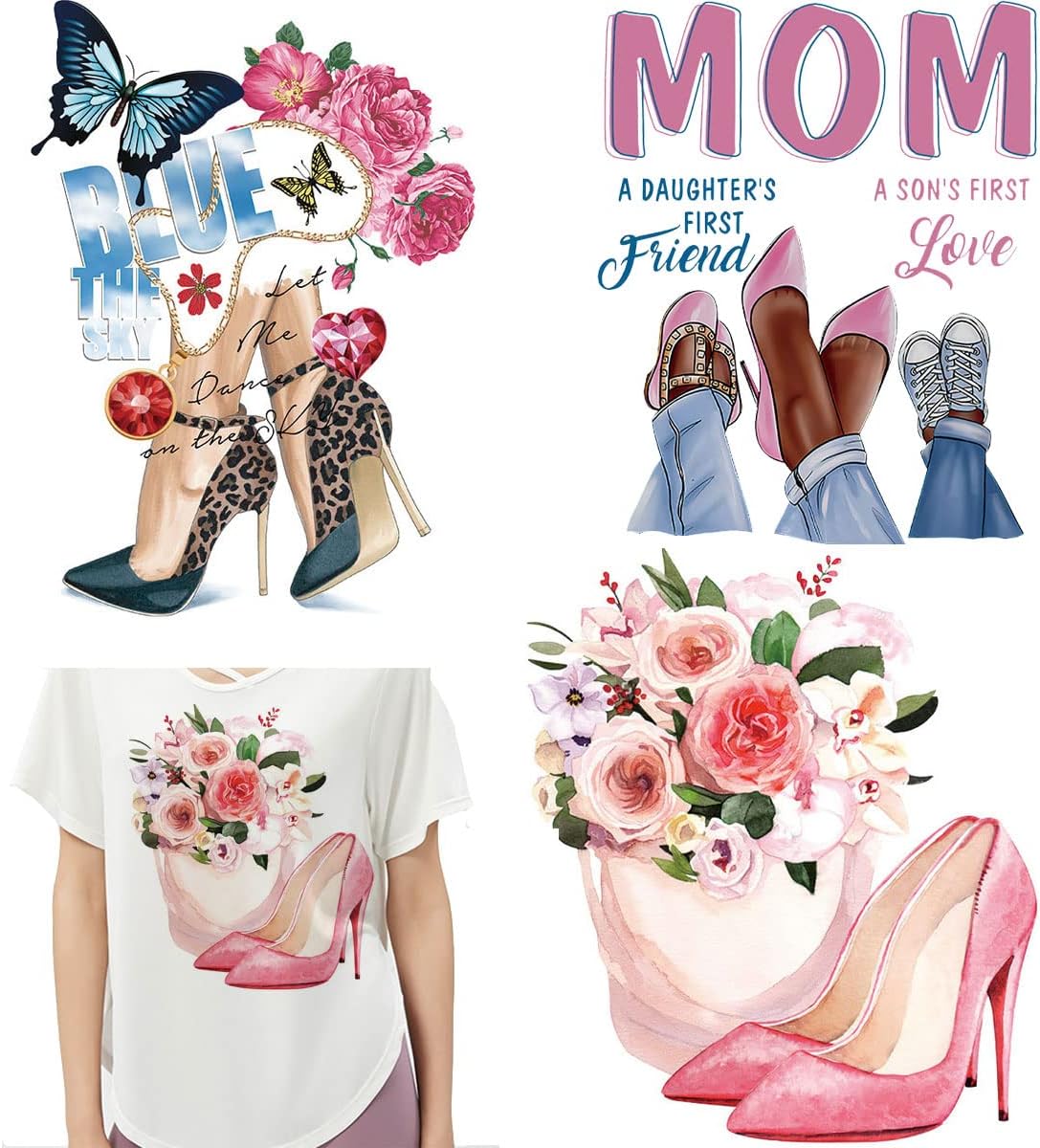 Amazon.com: 9Pcs Mother's Day Iron On Decals for Clothing Mom Mommy ...