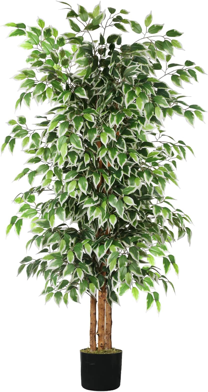 Amazon.com: Keeplush 4ft Ficus Artificial Trees with Natural Curved ...