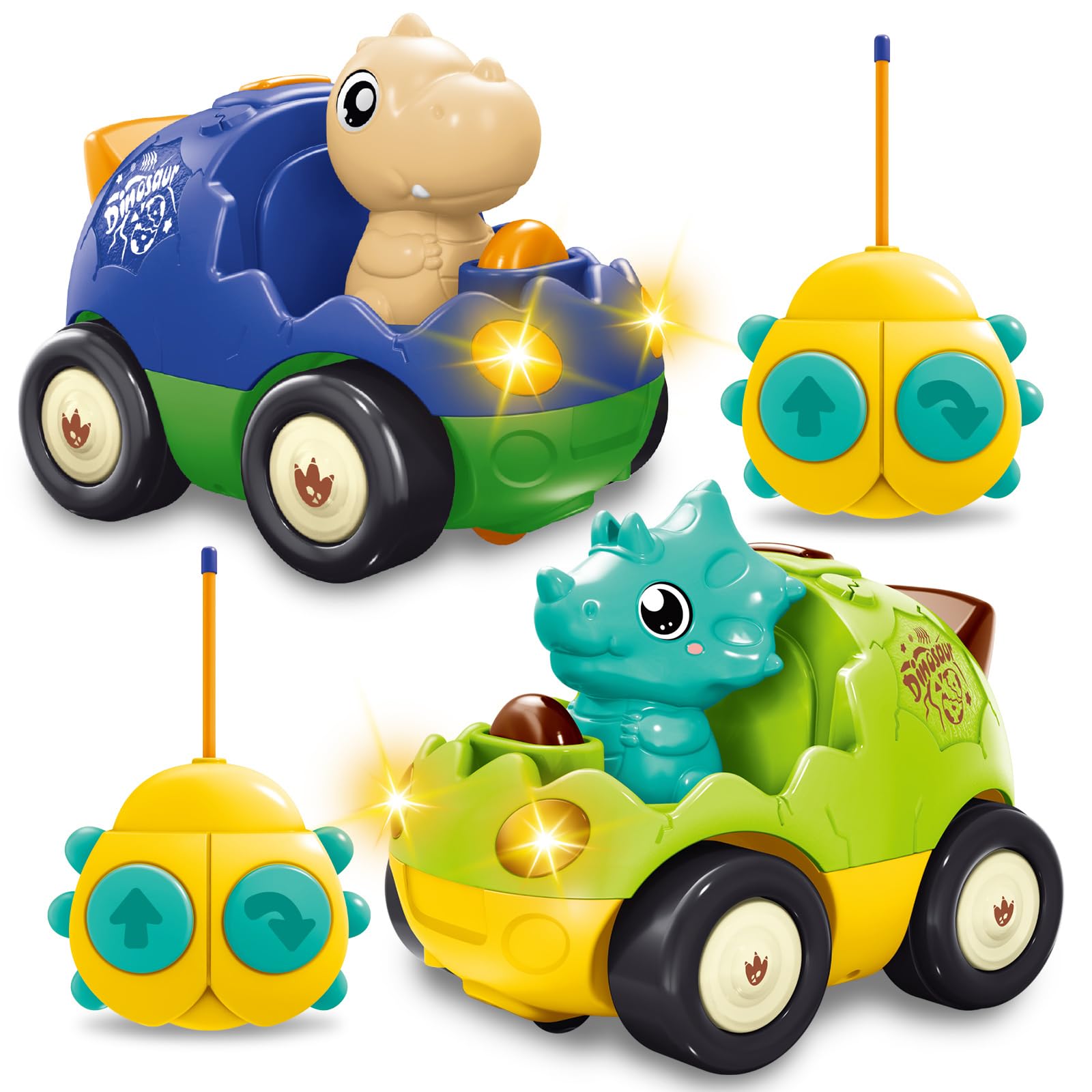 2 Pack Dino Remote Control Car, Toddler Remote Control Car Ages 3-5 ...