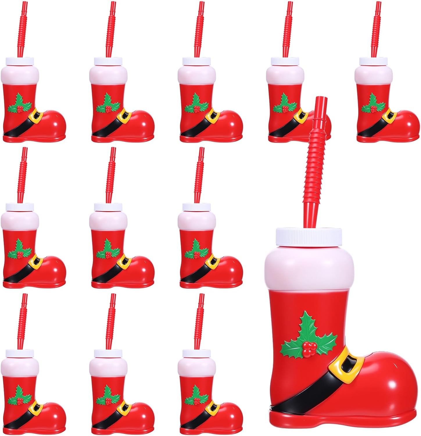 Amazon.com: Hoolerry 12 Pack Christmas Boot Cups with Lids and Straws ...