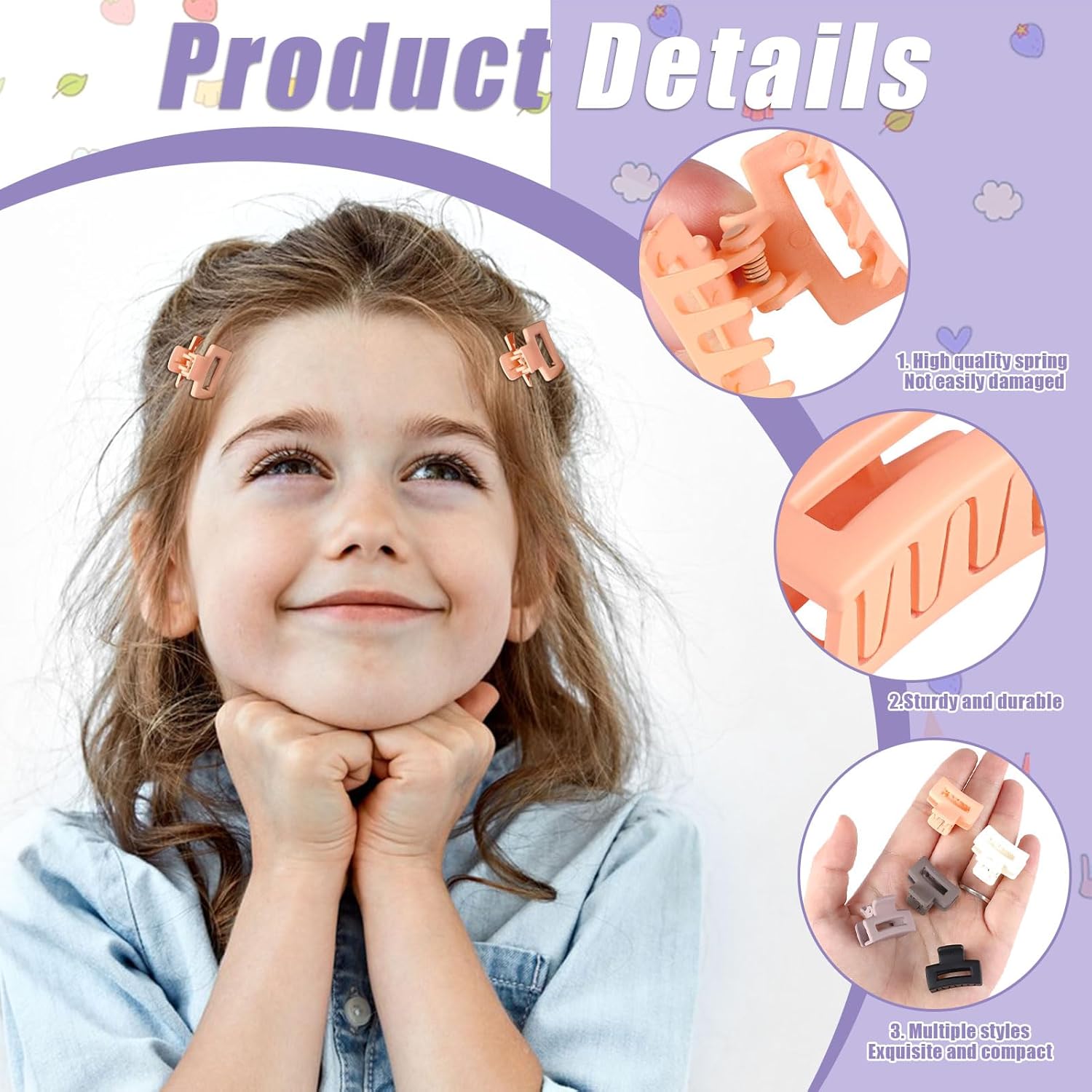 20 Pcs Mini Hair Claw Clips, Hair Clips for Thin Hair Multicolor Tiny ...