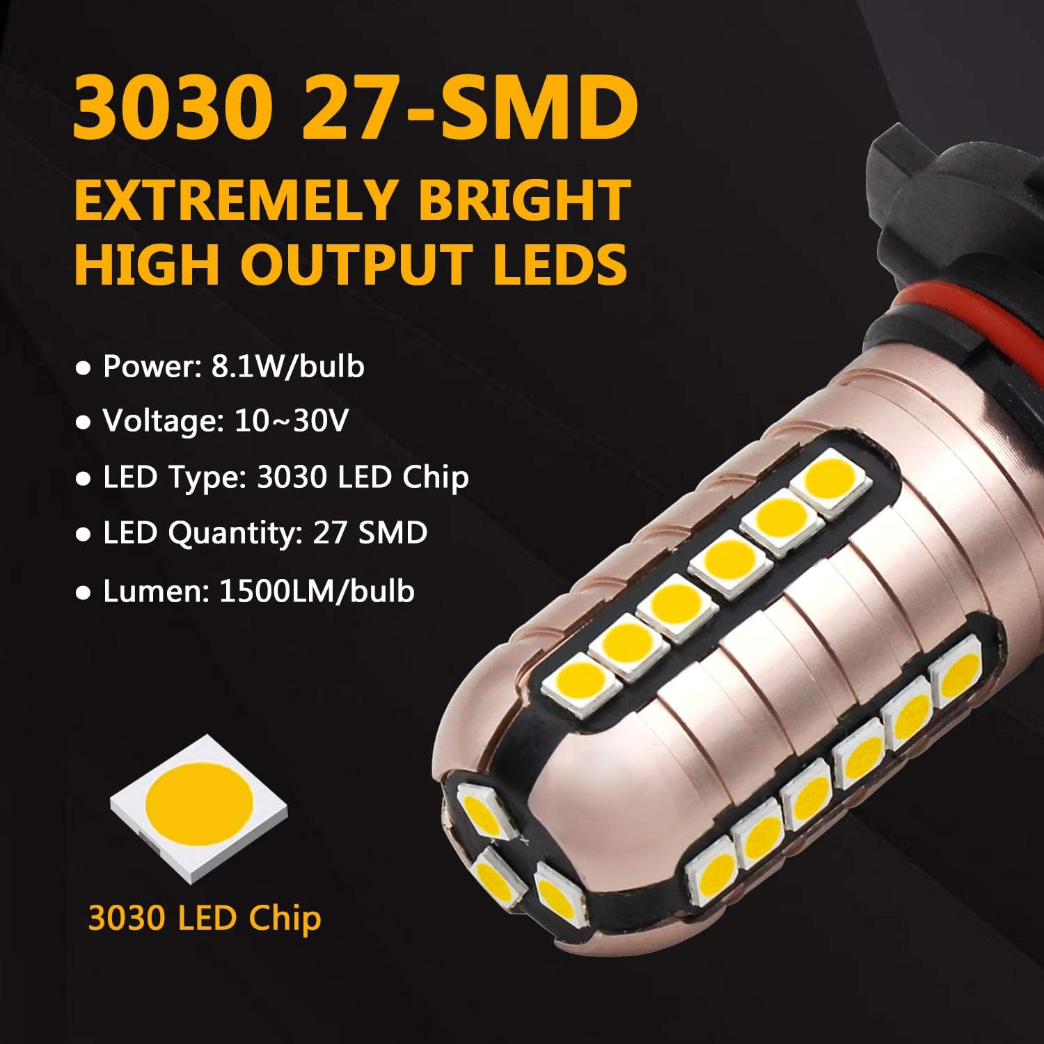 PHINLION Bombillas LED antiniebla H10 9140 9145, 3000 lúmenes ...