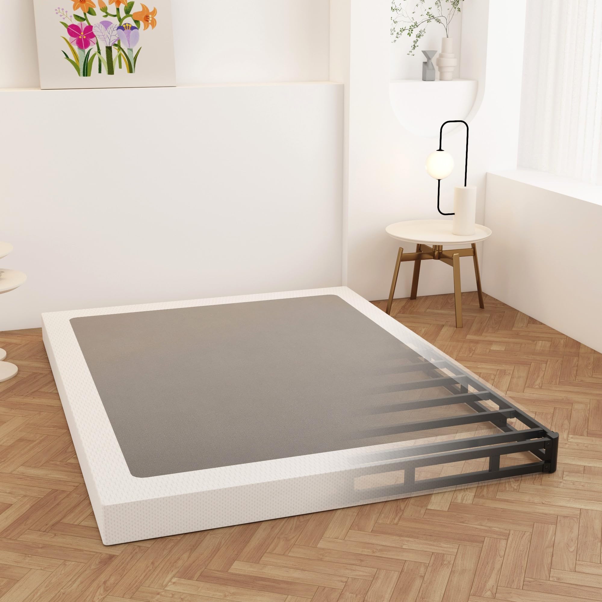 Maenizi Box Spring Full Size Bed 4 Inch Low Profile, Heavy Duty Metal ...