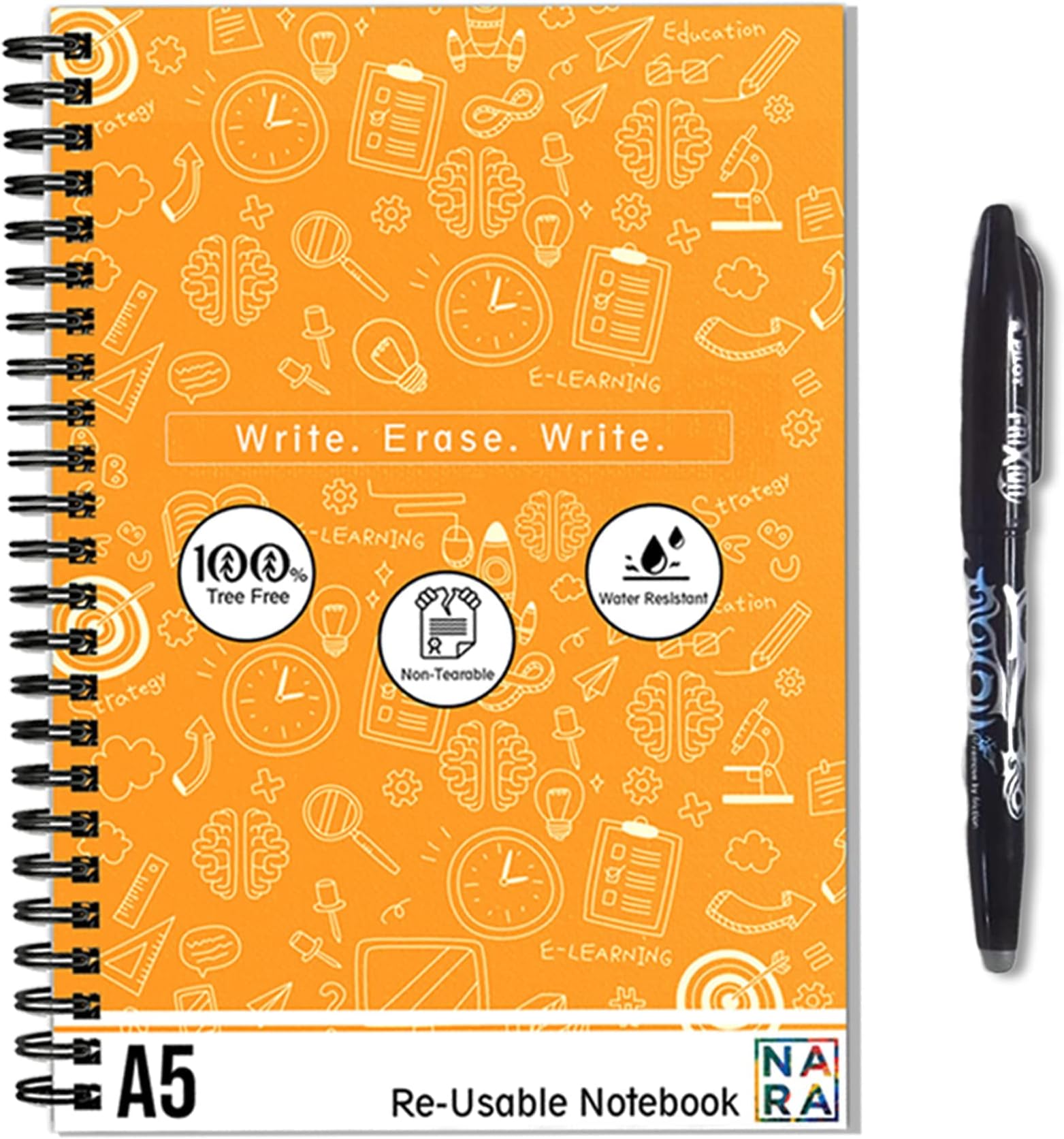 Nara Smart ReUsable Notebook | Tree-free Notebook with 2 Erasable pen ...