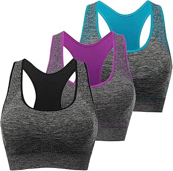 Lykoxa Sports Bras for Women Pack: Multipack Padded Medium Support Bra ...