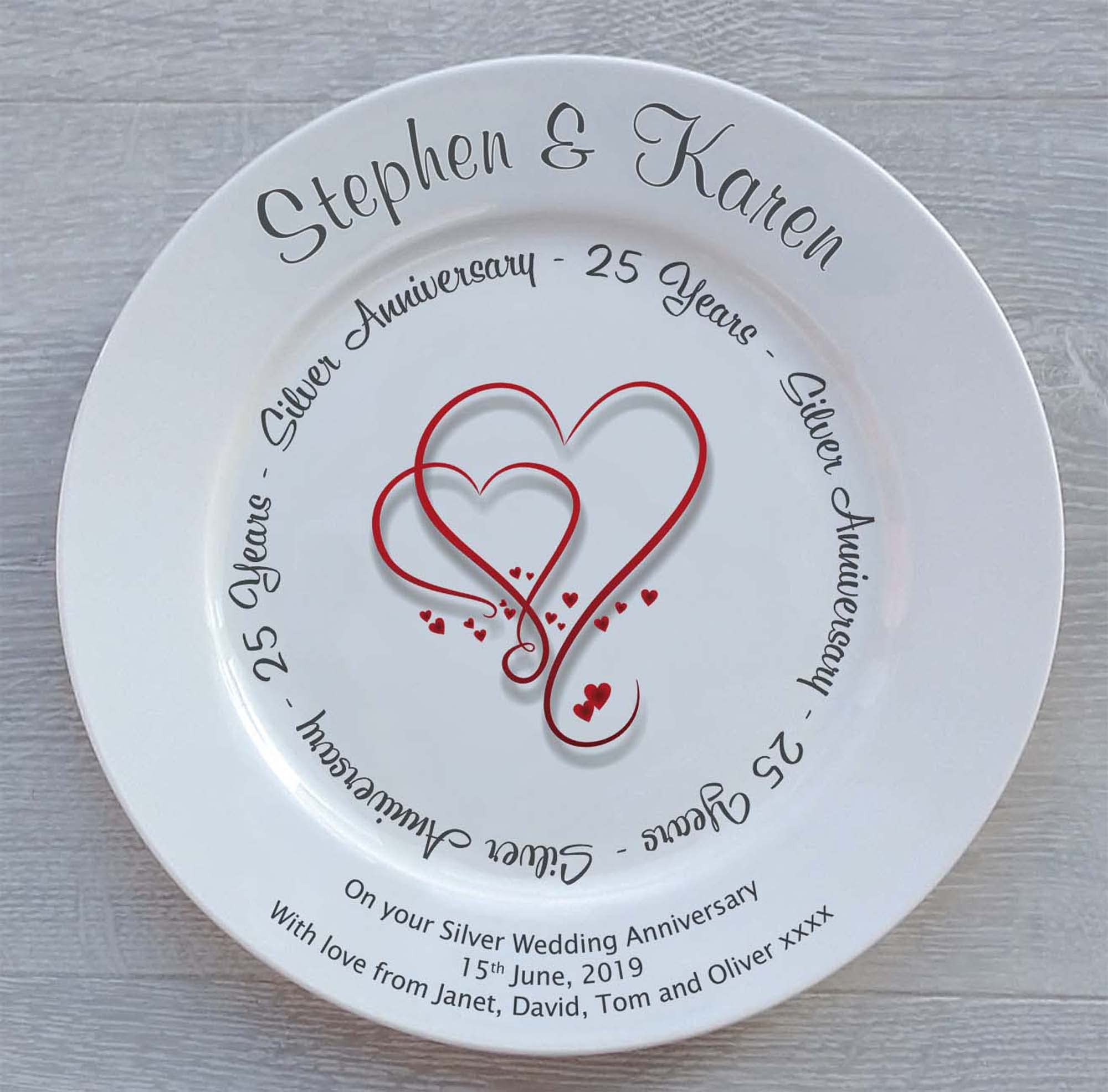 Engraved 25th wedding anniversary silver plate | Honestweddingadvice.com