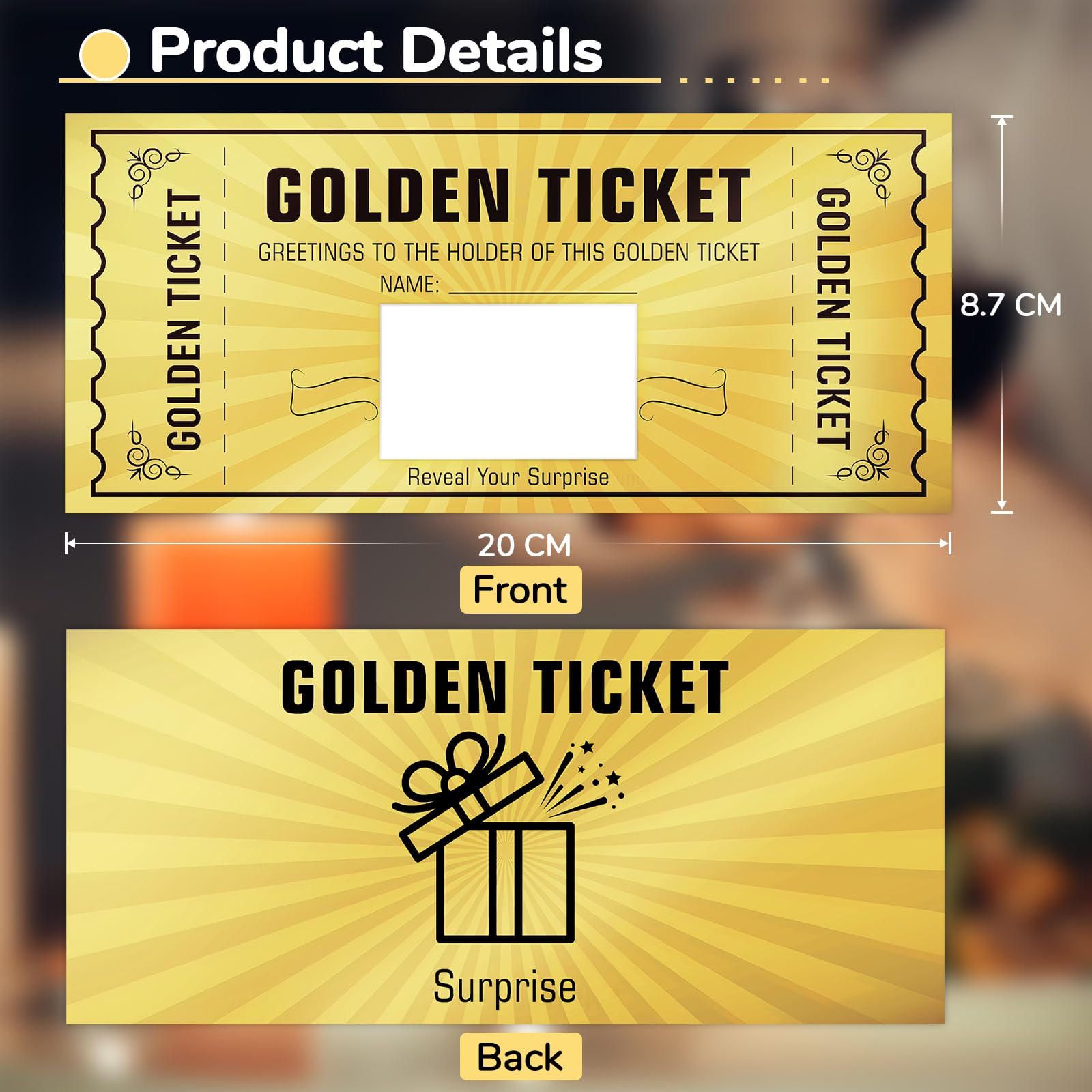 WenmthG 5 PCS Golden Ticket Scratch Card Reveal, Golden Ticket Scratch ...