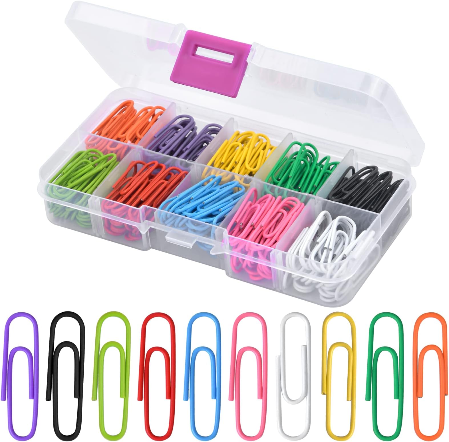 250 Pcs Coloured Paper Clips, Paper Clips, Coated Metal Paperclips U ...