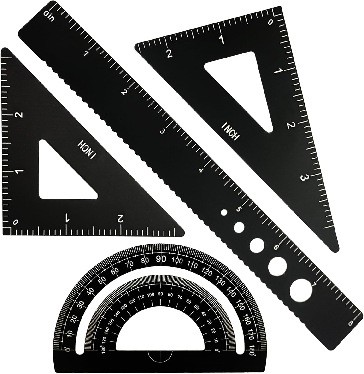 Amazon.com : 5Pcs Metal Geometry Set, Math Drafting Ruler Kit Aluminum ...