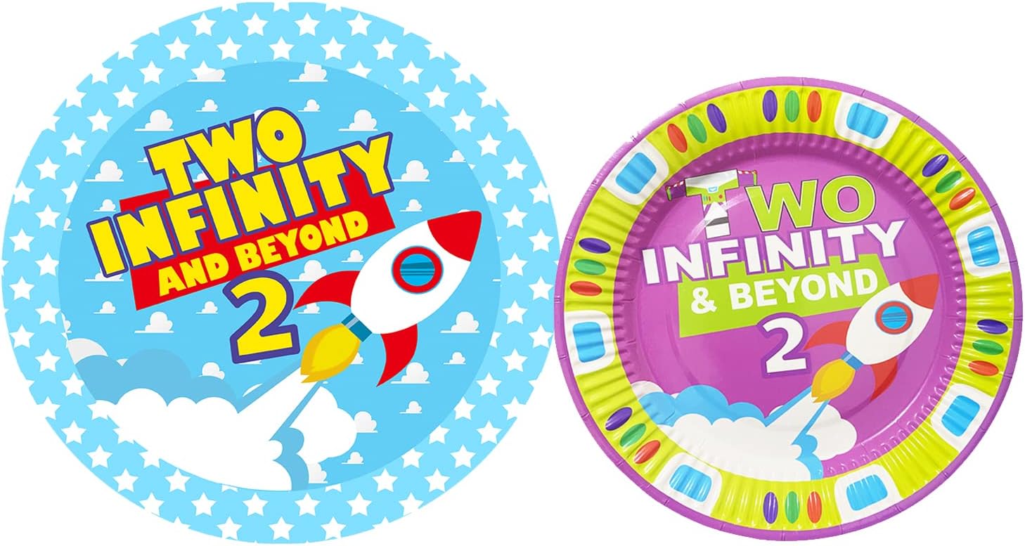 Amazon.com: METIXOZE 60pcs Two Infinity and Beyond Plates 2 Infinity ...
