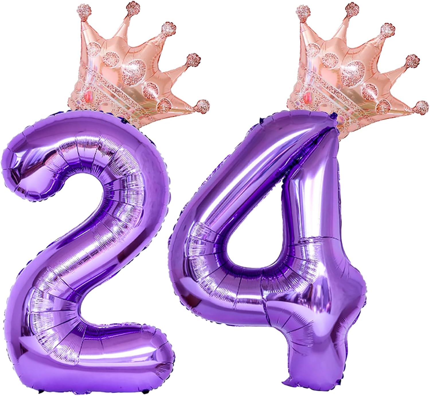 Amazon.com: 40 Inch Rose Gold Crown Number 24 Balloons, 24th Birthday ...