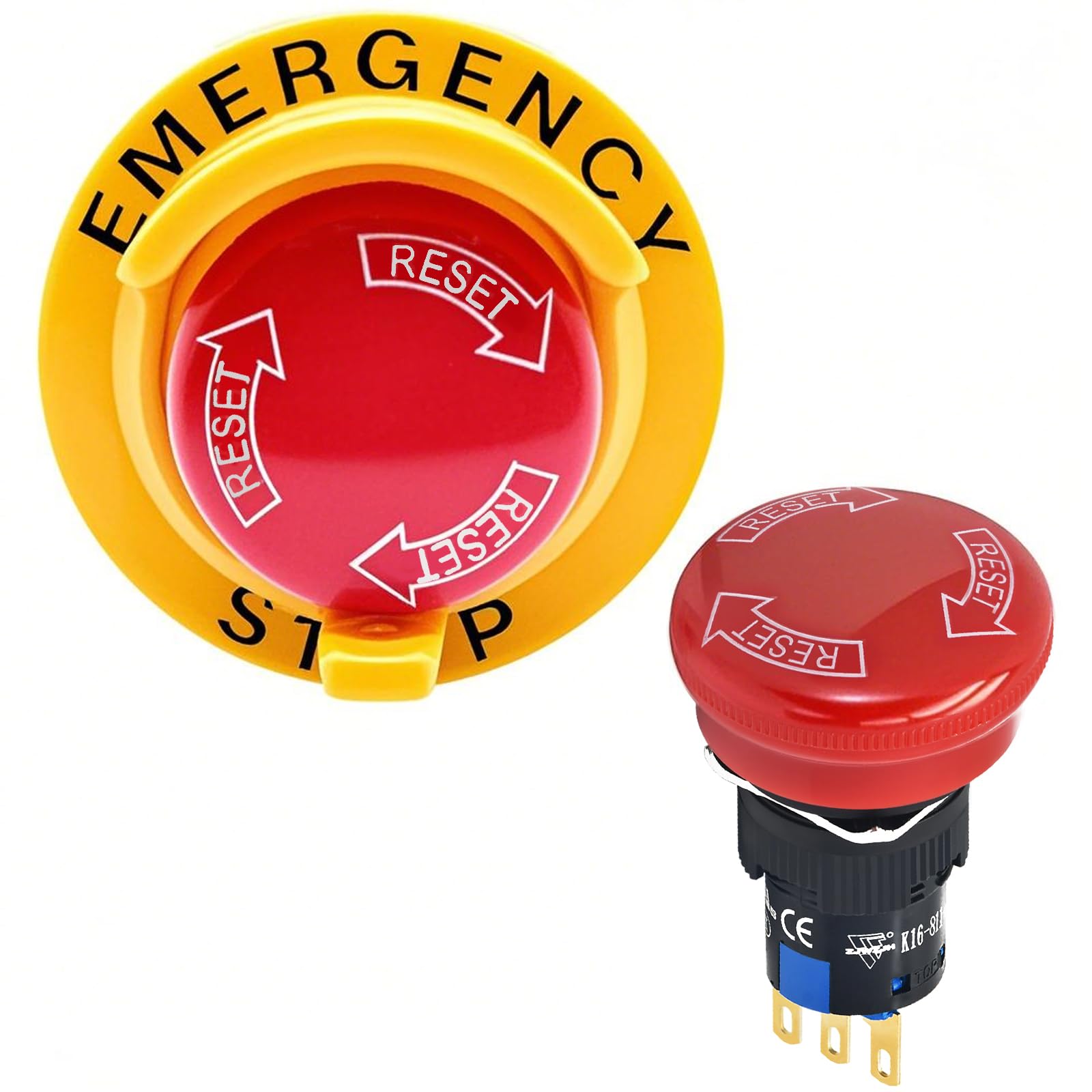 Snapklik.com : Emergency Stop Push Button Switch 16mm 5/8inch Red ...