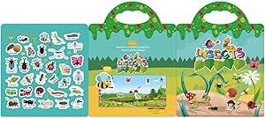 Amazon.co.jp: Toddler Sticker Book Reusable | Portable Static Cling ...