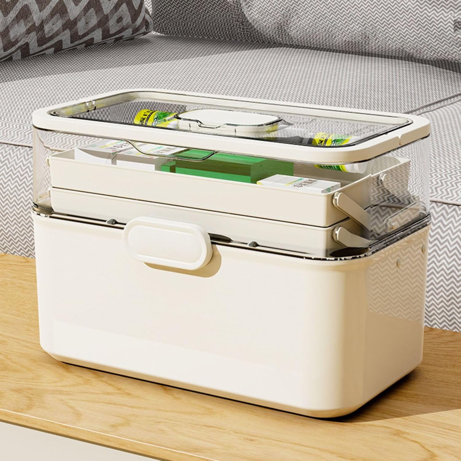 Amazon.com: Saim First Aid Organizer Box Medical Box Transparent 3-Tier ...